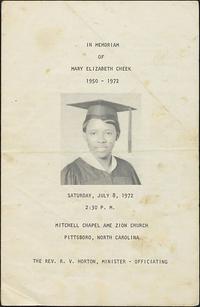 In Memoriam of Mary Elizabeth Cheek