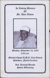 In Loving Memory of Mr. Aven Alston