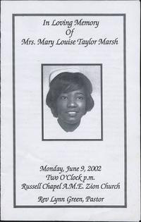 In Loving Memory of Mrs. Mary Louise Taylor Marsh
