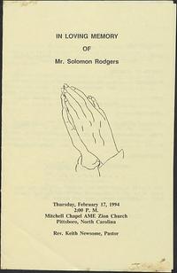 In Loving Memory of Mr. Solomon Rodgers