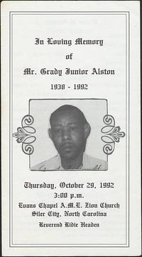 In Loving Memory of Mr. Grady Junior Alston