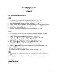 Monthly Meeting Historian Report [March 6, 2016]