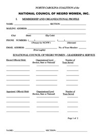 NCNW Membership and Organizational Profile