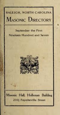 Masonic Directory, Raleigh, N.C. [1907]