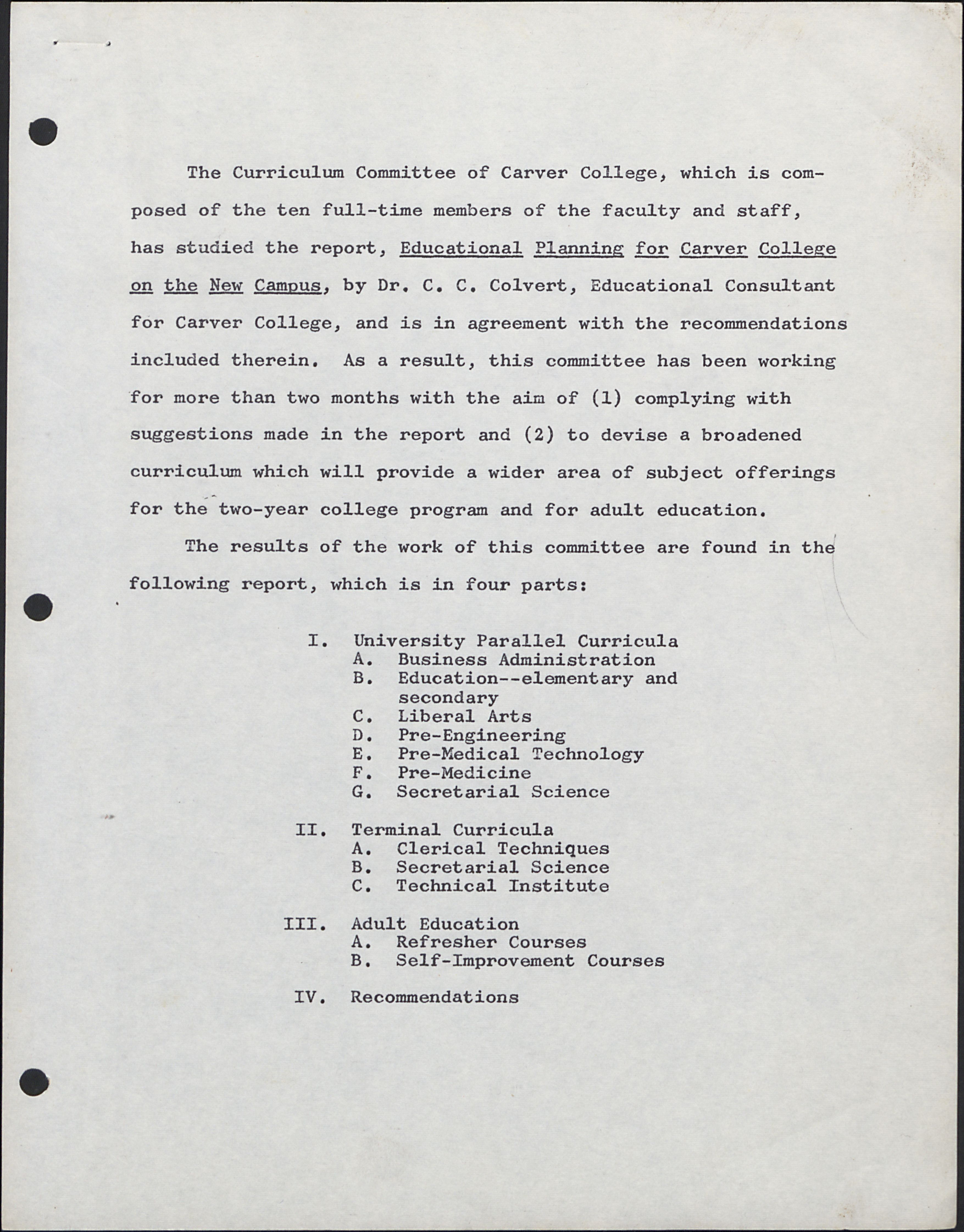 Carver College Collection Folder 1.1/10