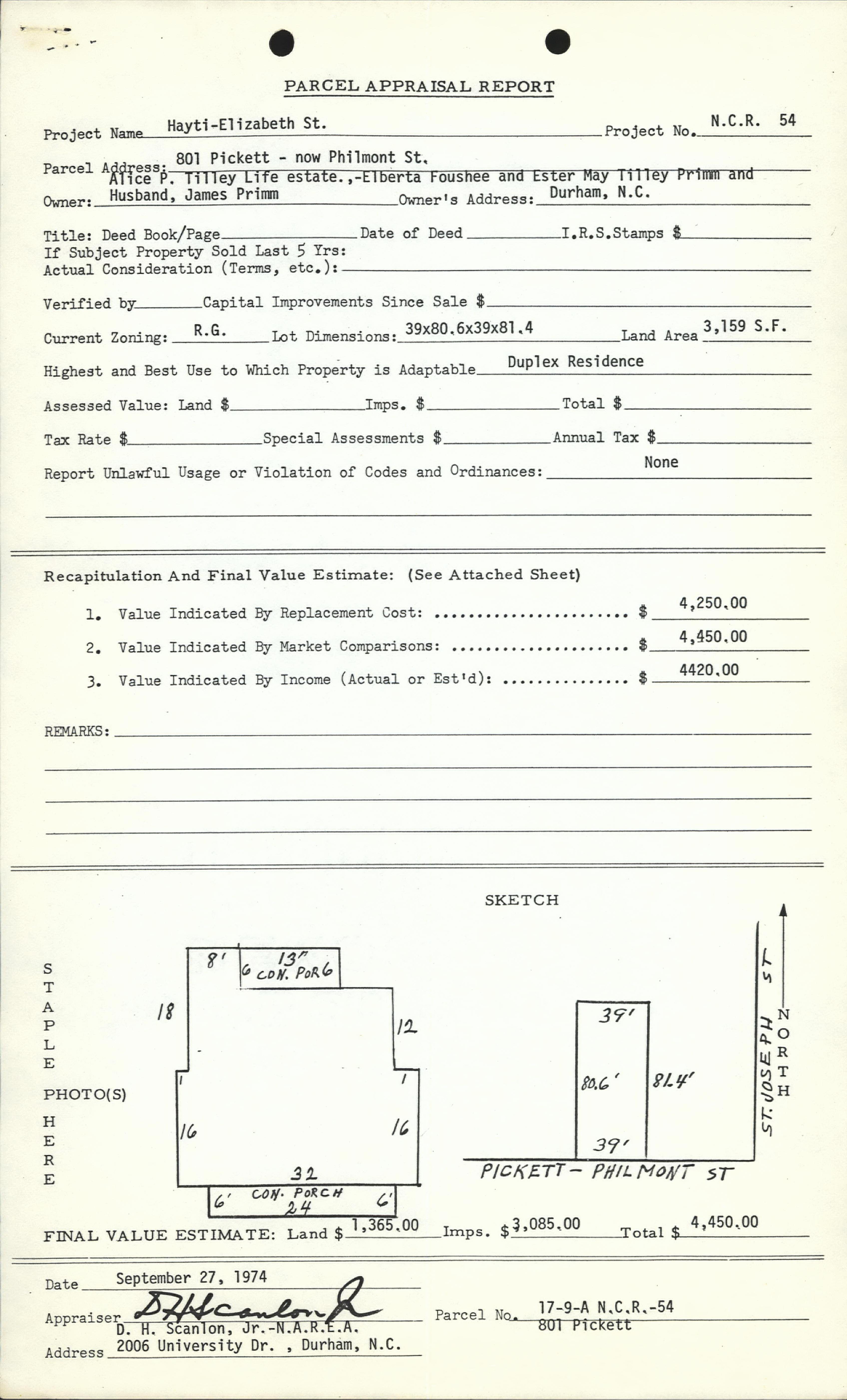 801 Pickett Street, Durham, N.C.