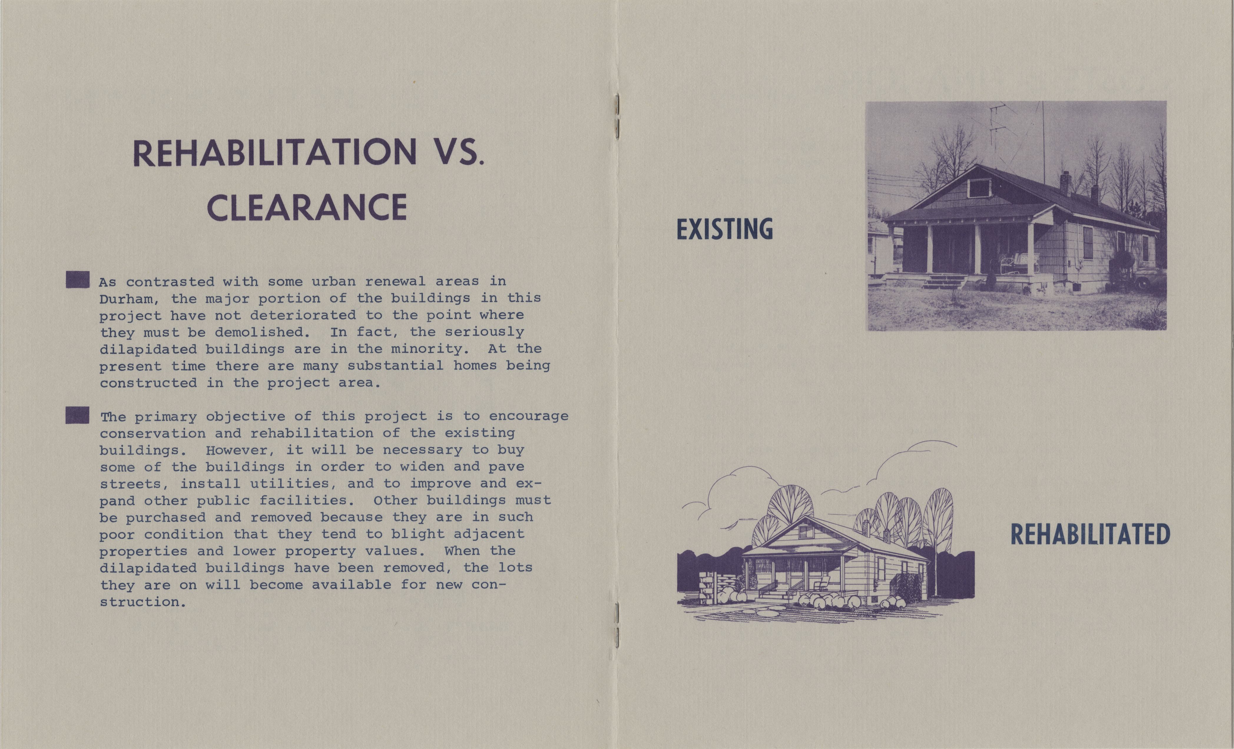 Durham Urban Renewal Brochures and Booklets