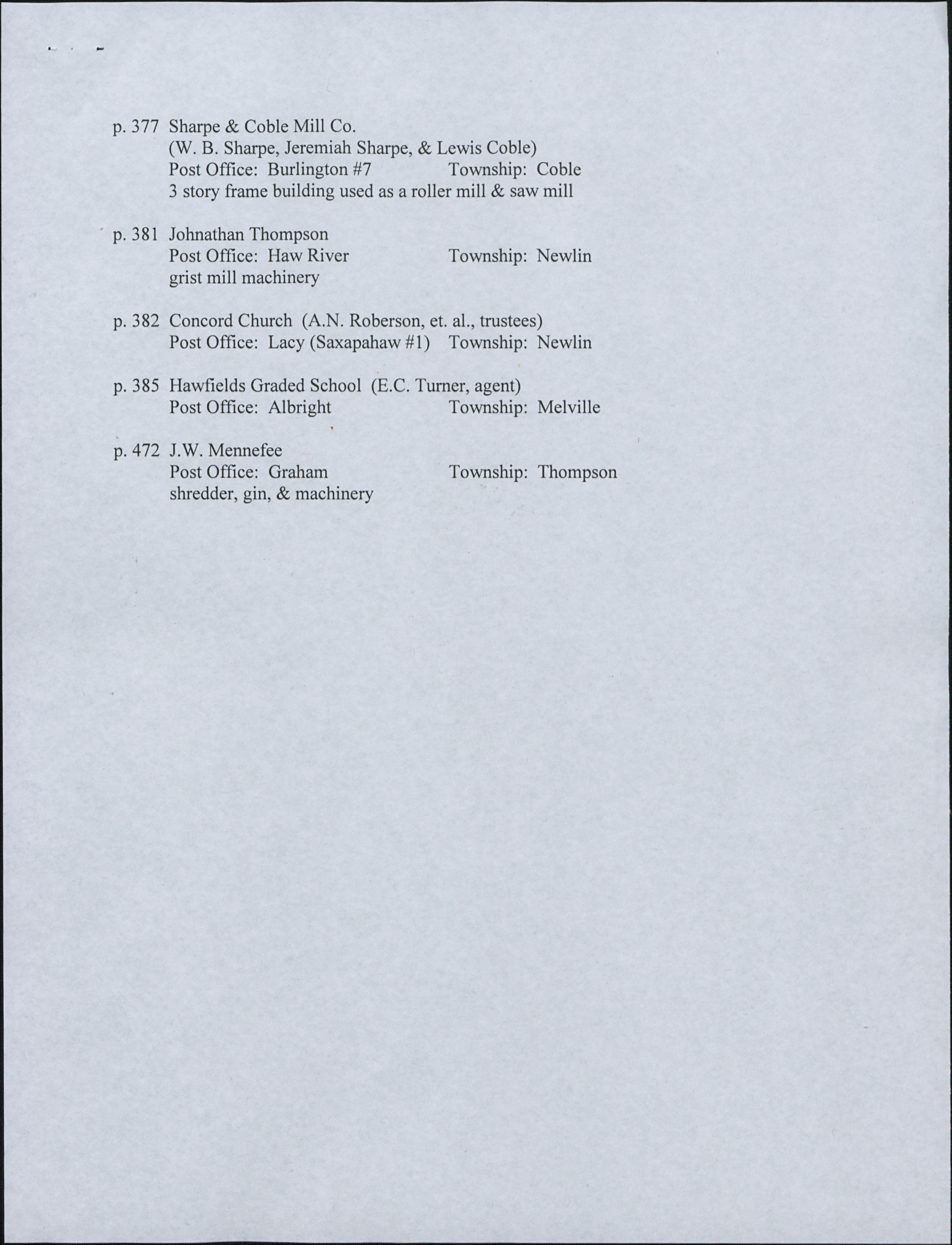 Alamance County Farmers Mutual Fire Insurance Records Book A