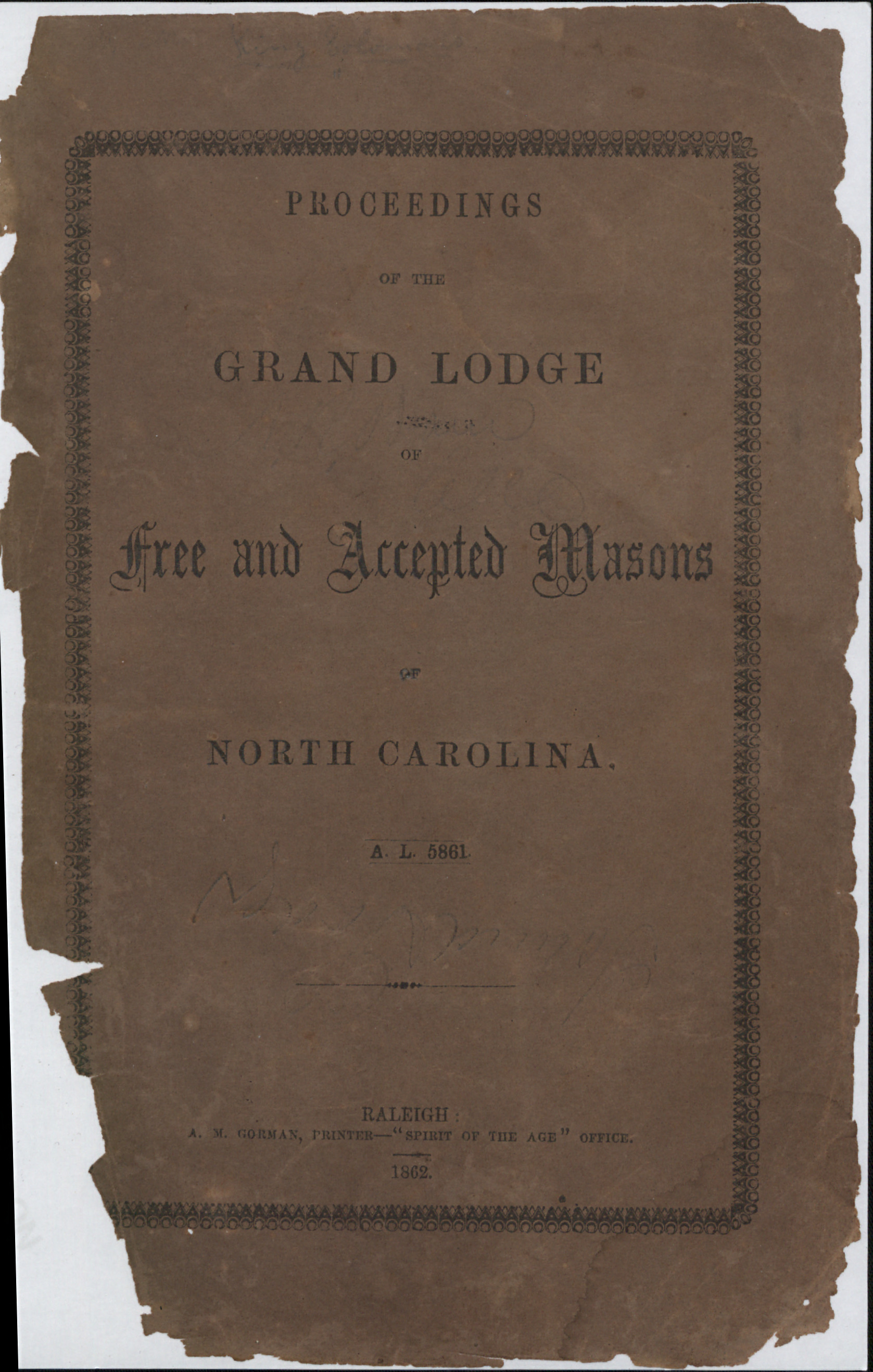 Proceedings of the Grand Lodge of Free and Accepted Masons of North ...