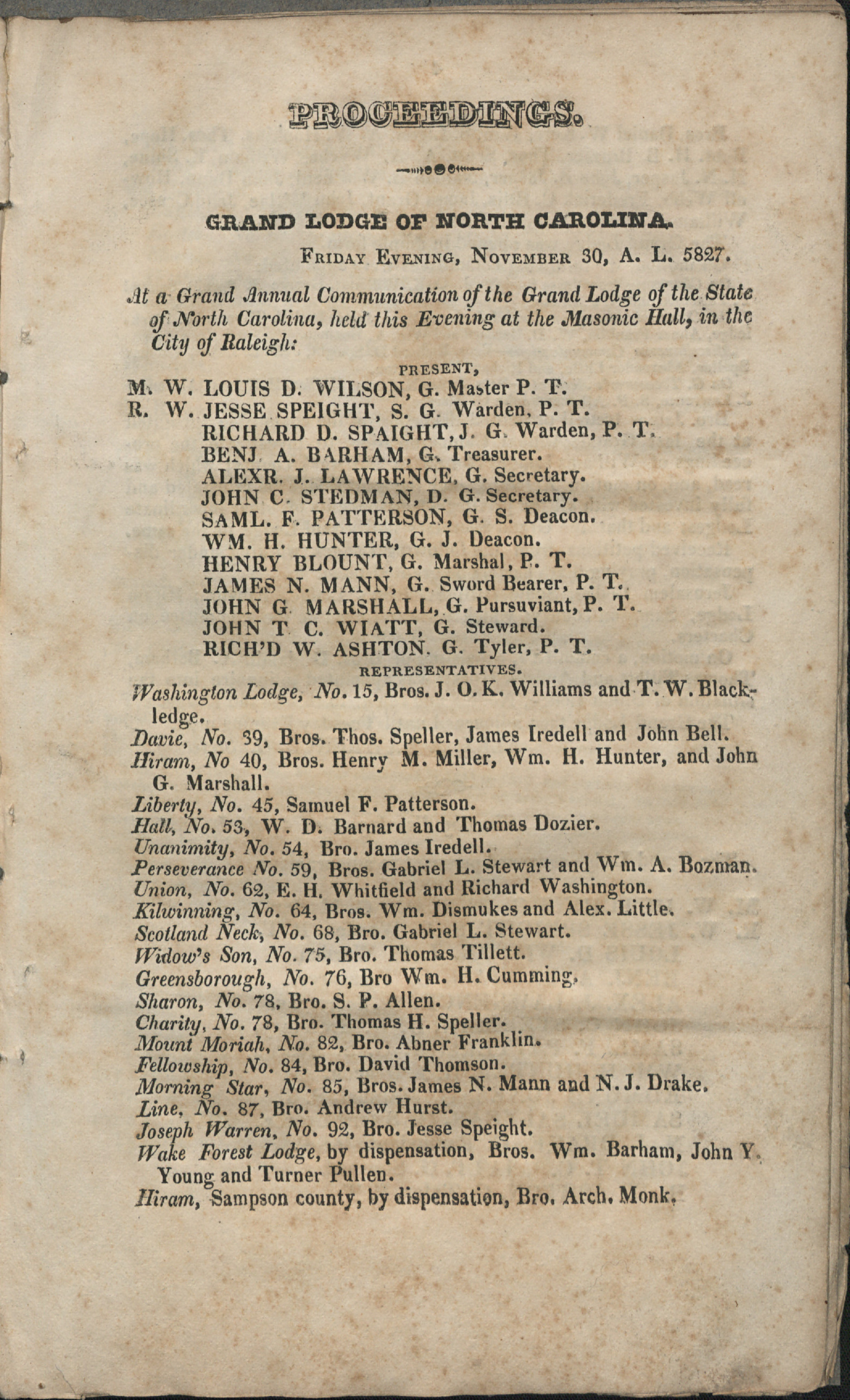 Proceedings of the Grand Lodge of Ancient York Masons of North Carolina ...