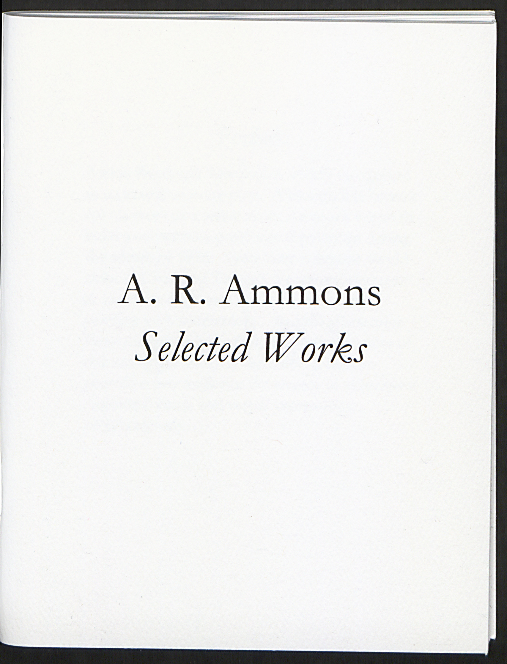 A. R. Ammons: Selected Works