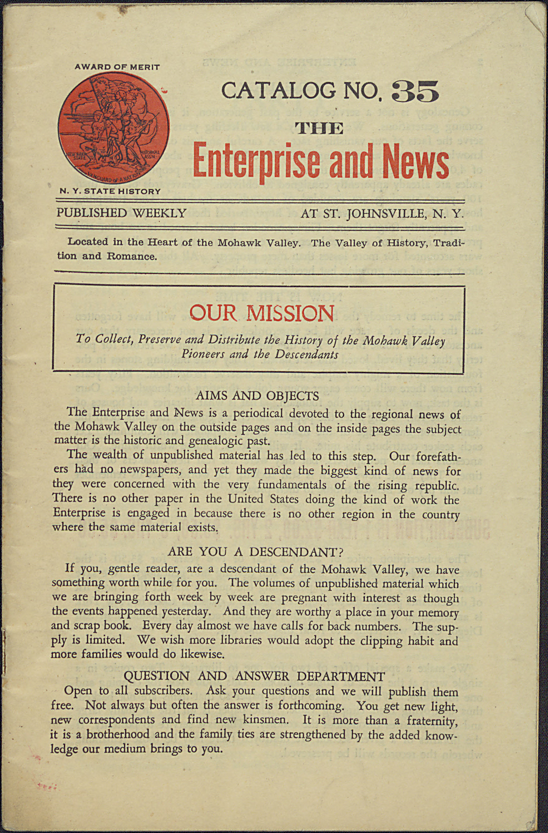 The Enterprise and News Catalog No. 35