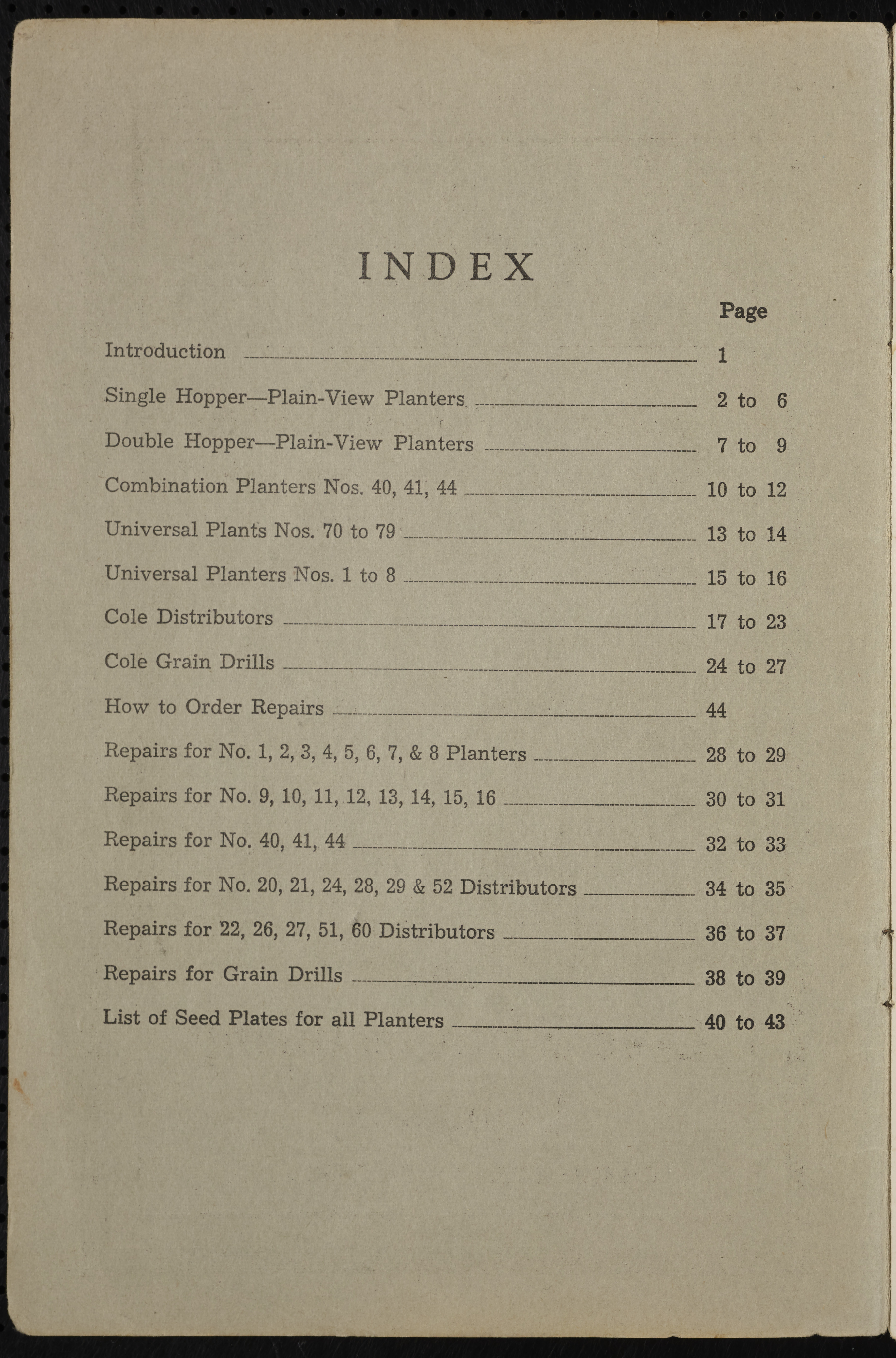 Cole Manufacturing Company Catalog