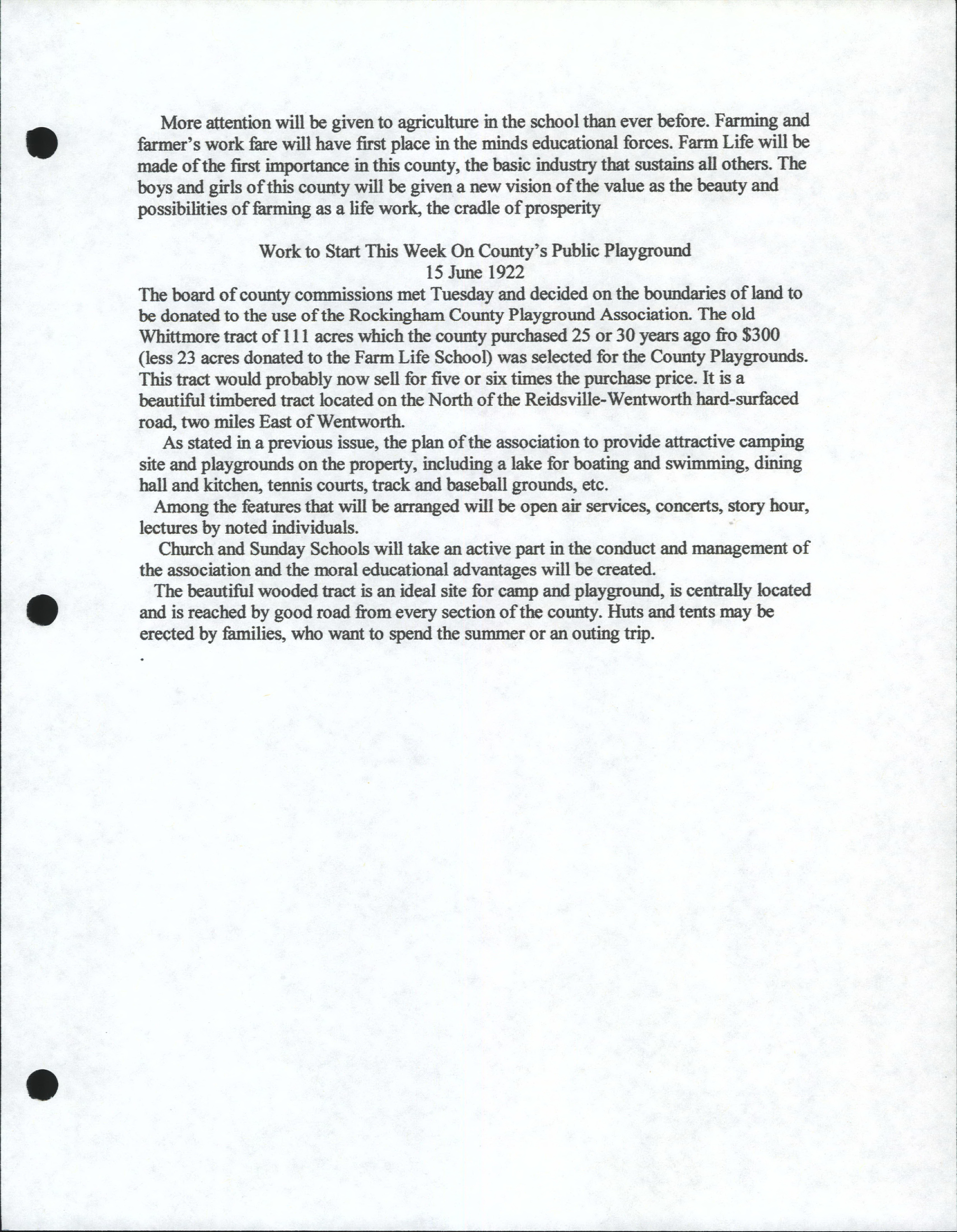 Wentworth High School, 1923-1961, Volume I