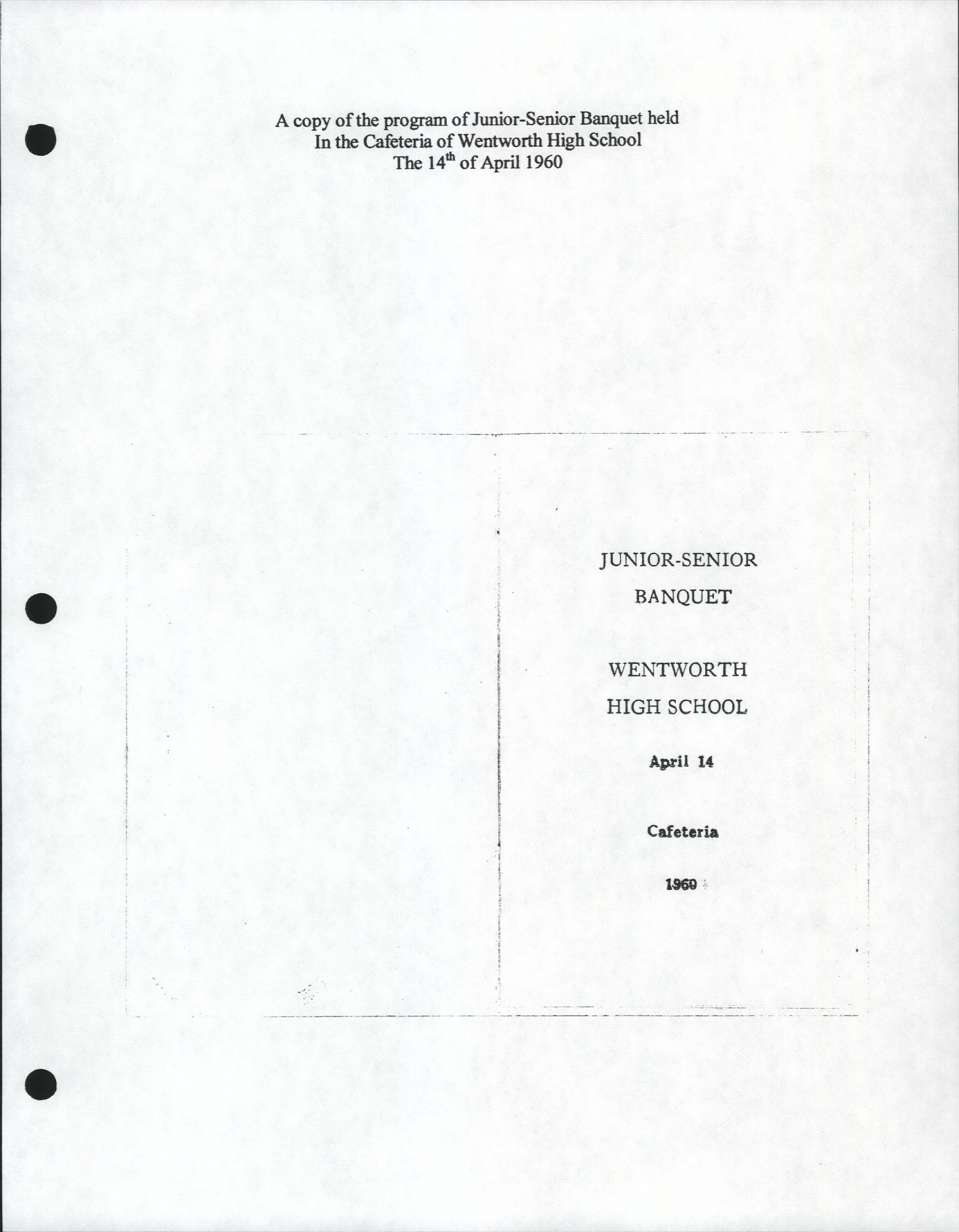 Wentworth High School, 1923-1961, Volume I