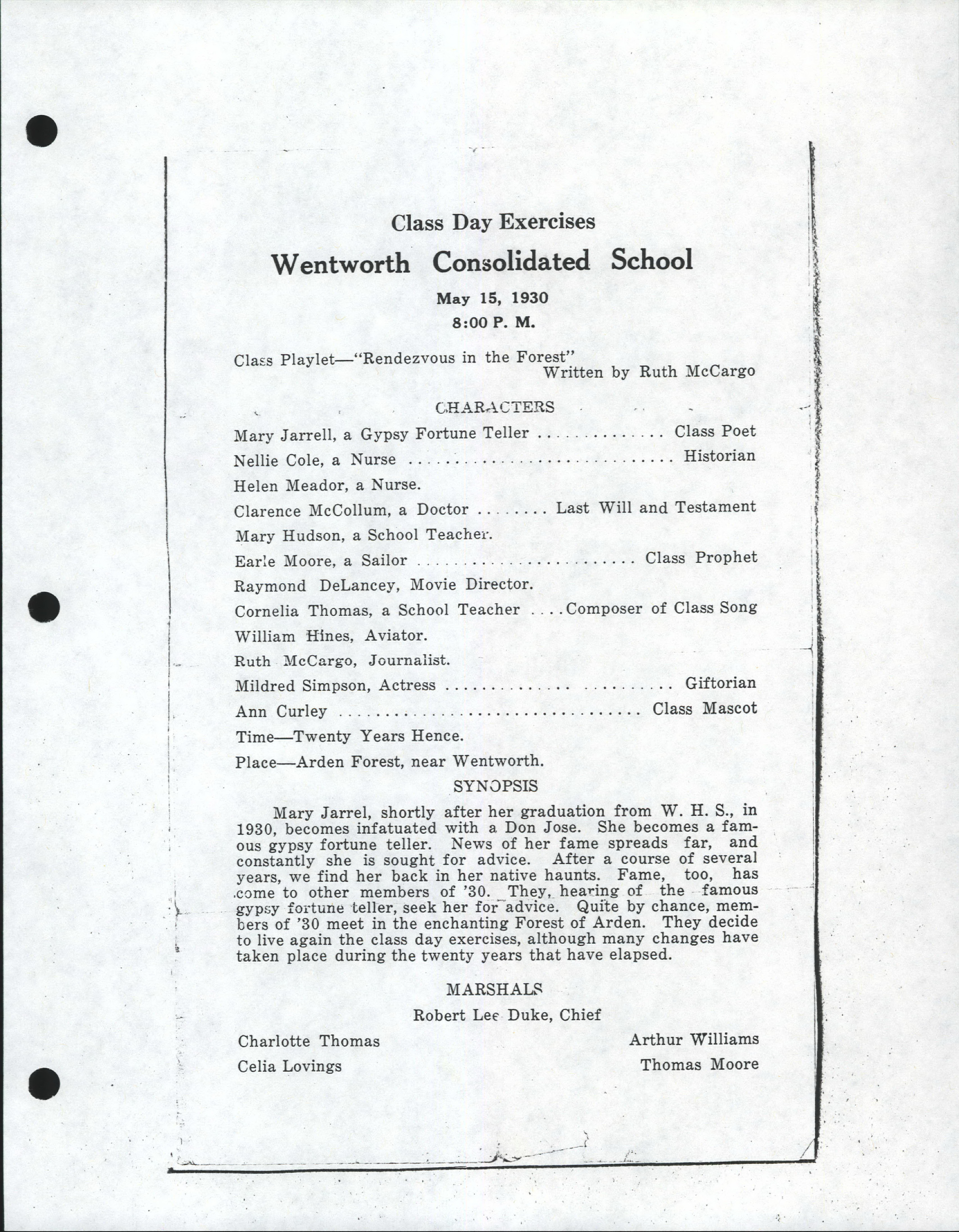 Wentworth High School, 1923-1961, Volume I