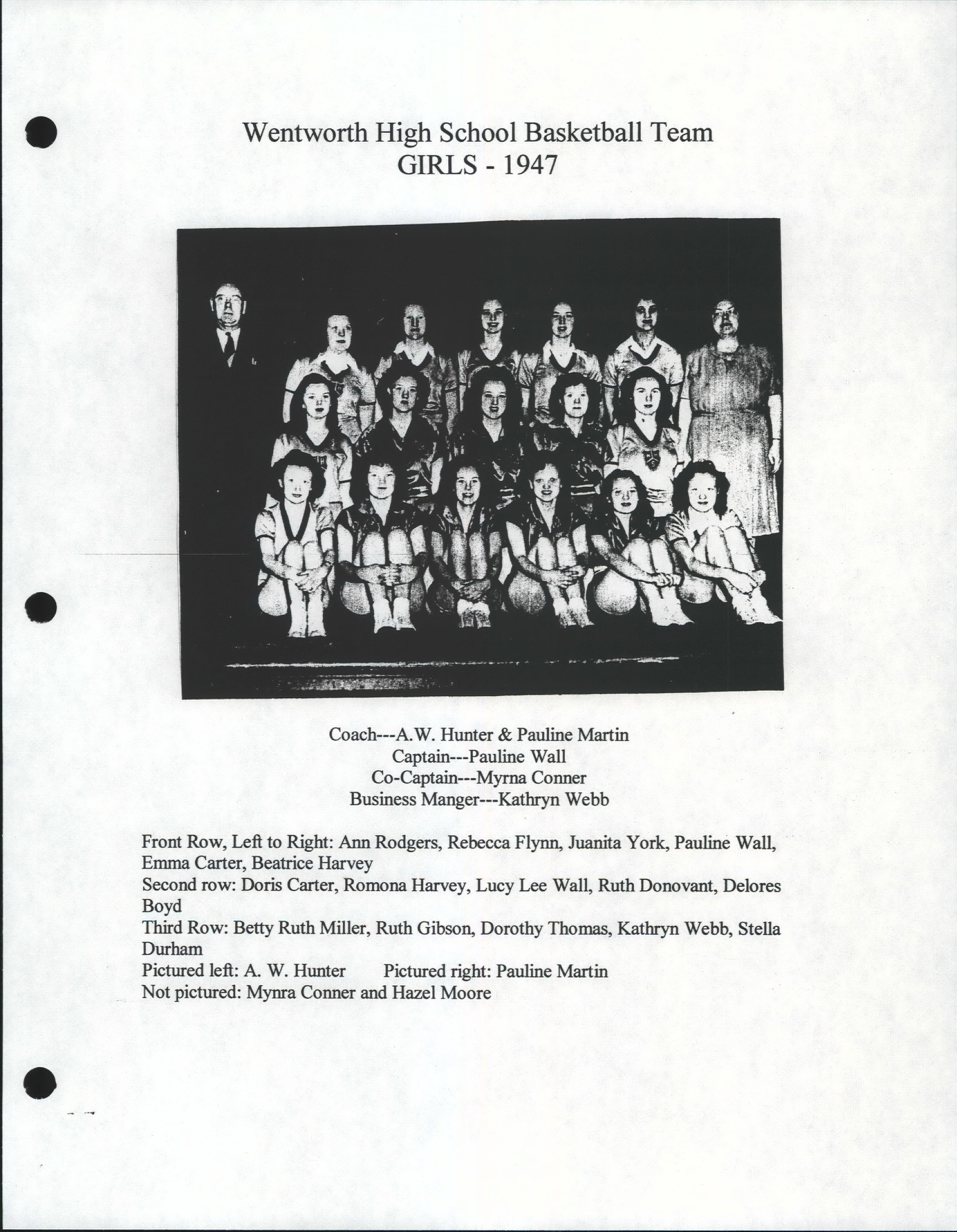 Wentworth High School, 1923-1961, Volume I