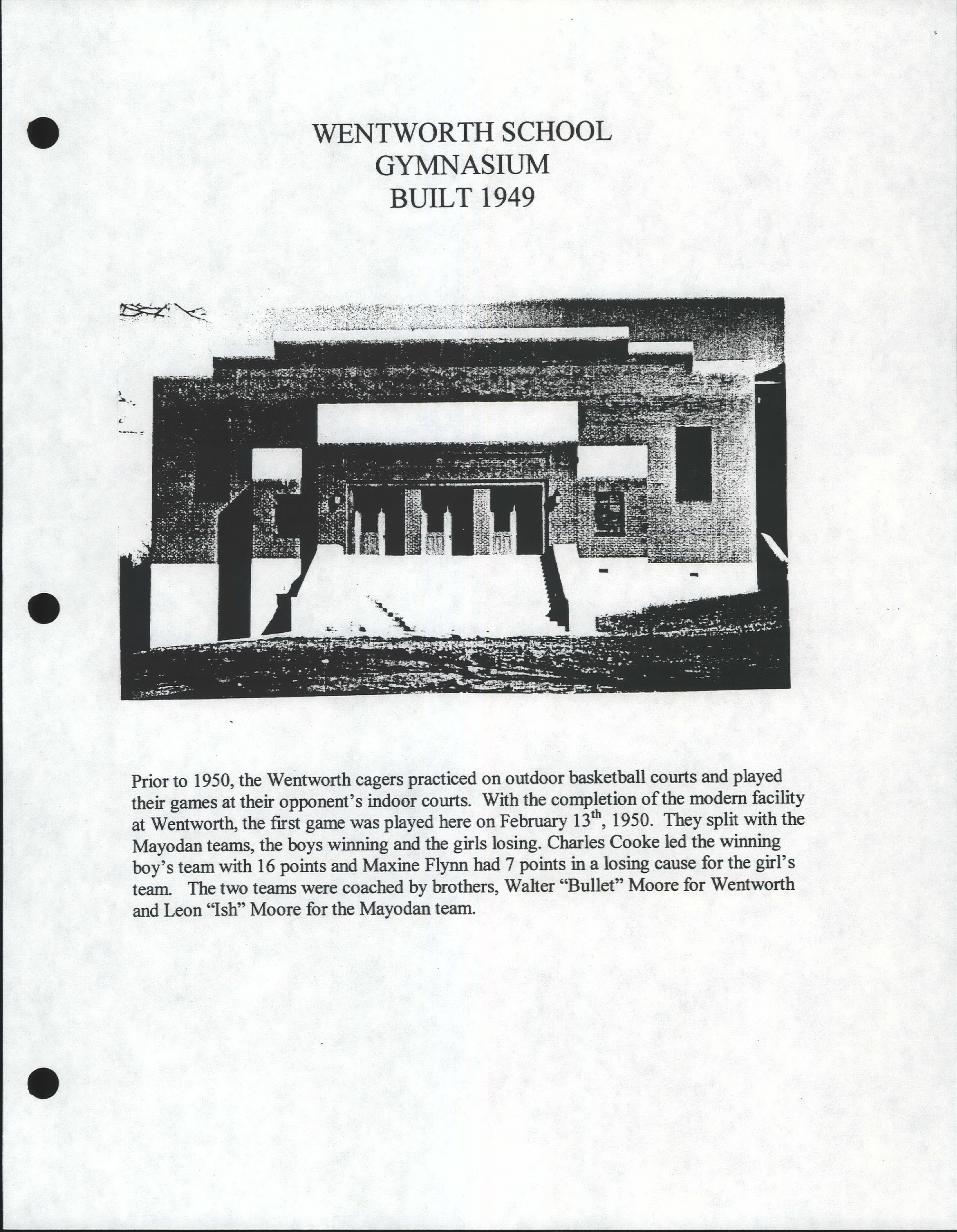 Wentworth High School, 1923-1961, Volume I