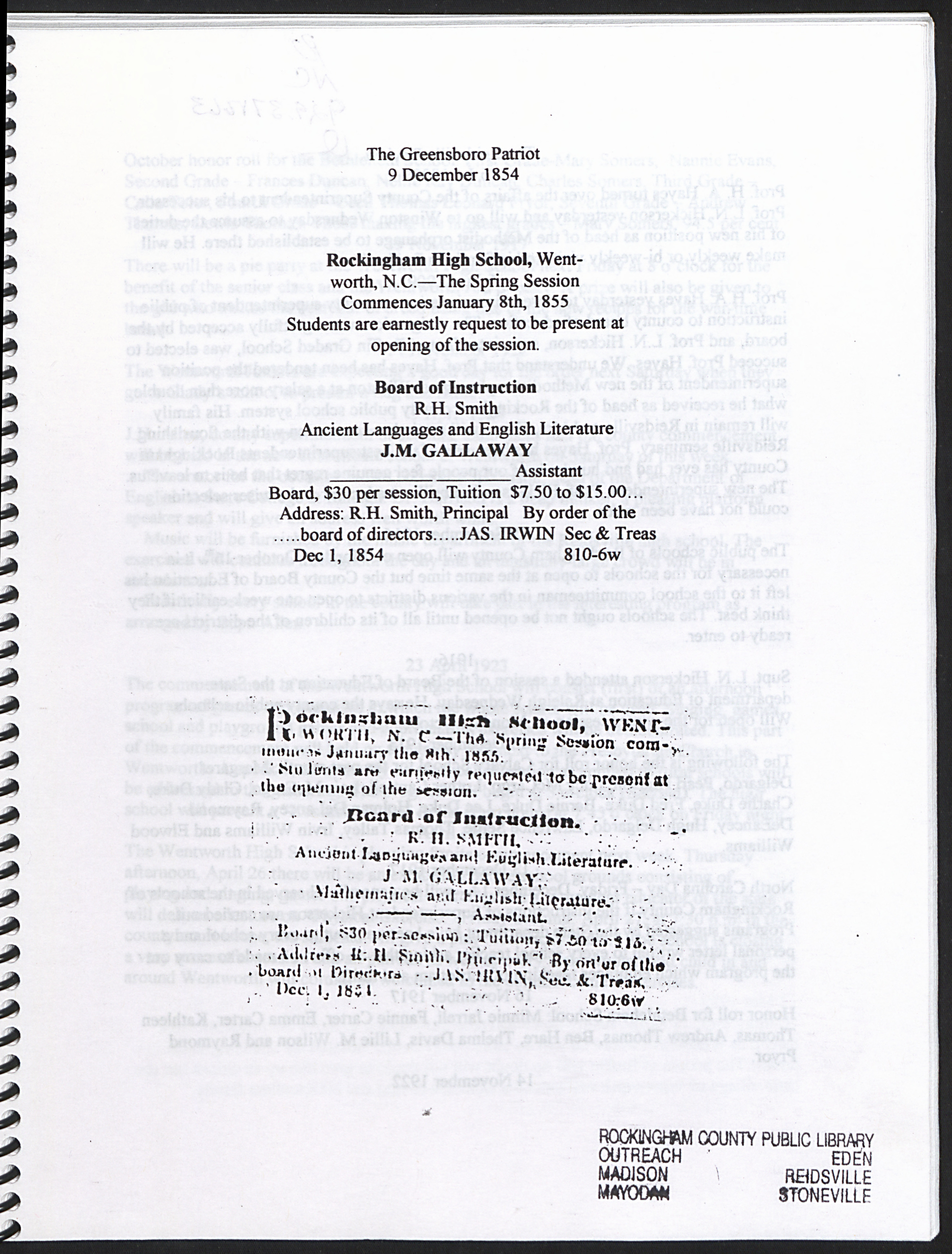 Wentworth High School, 1923-1961, Volume V