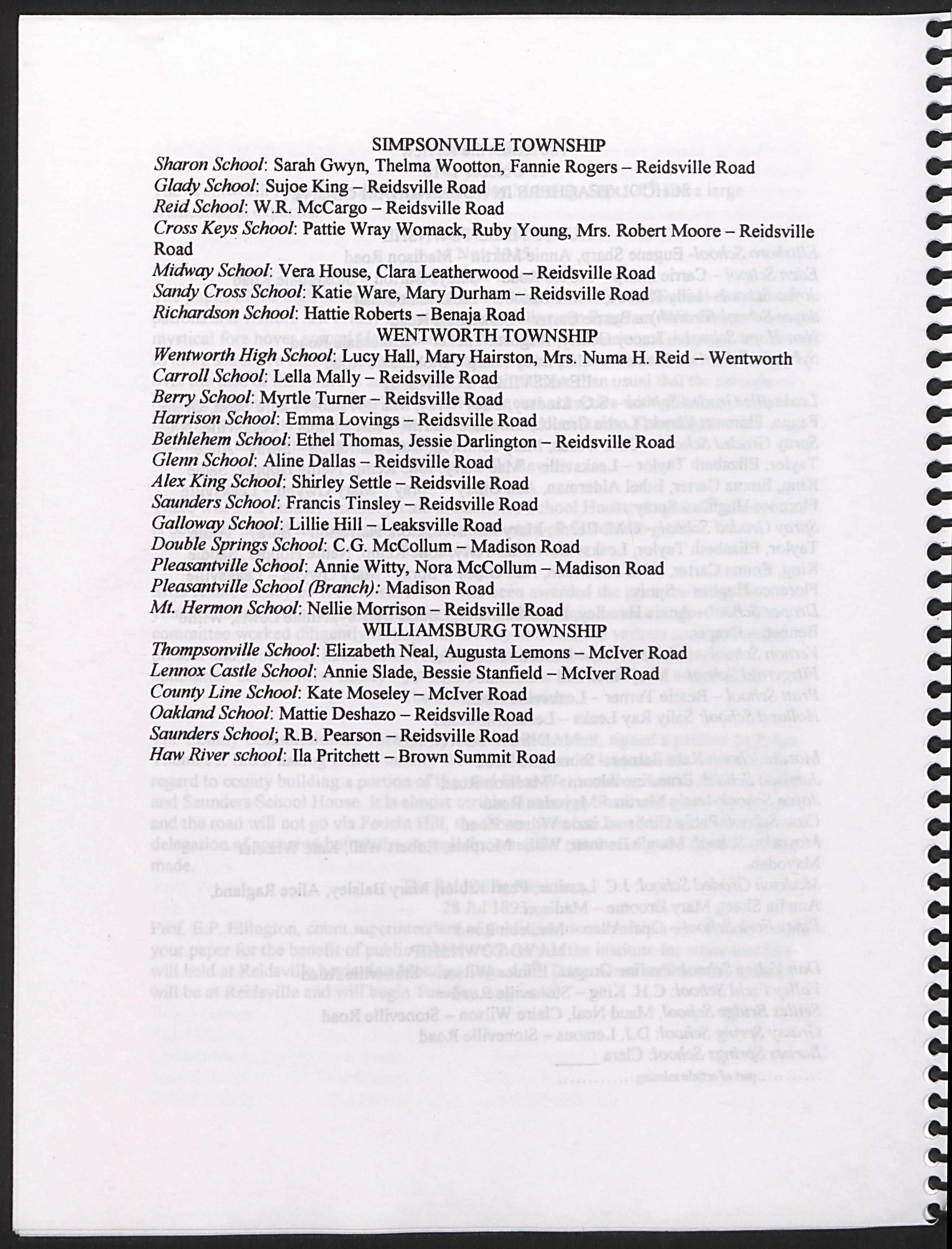 Wentworth High School, 1923-1961, Volume V