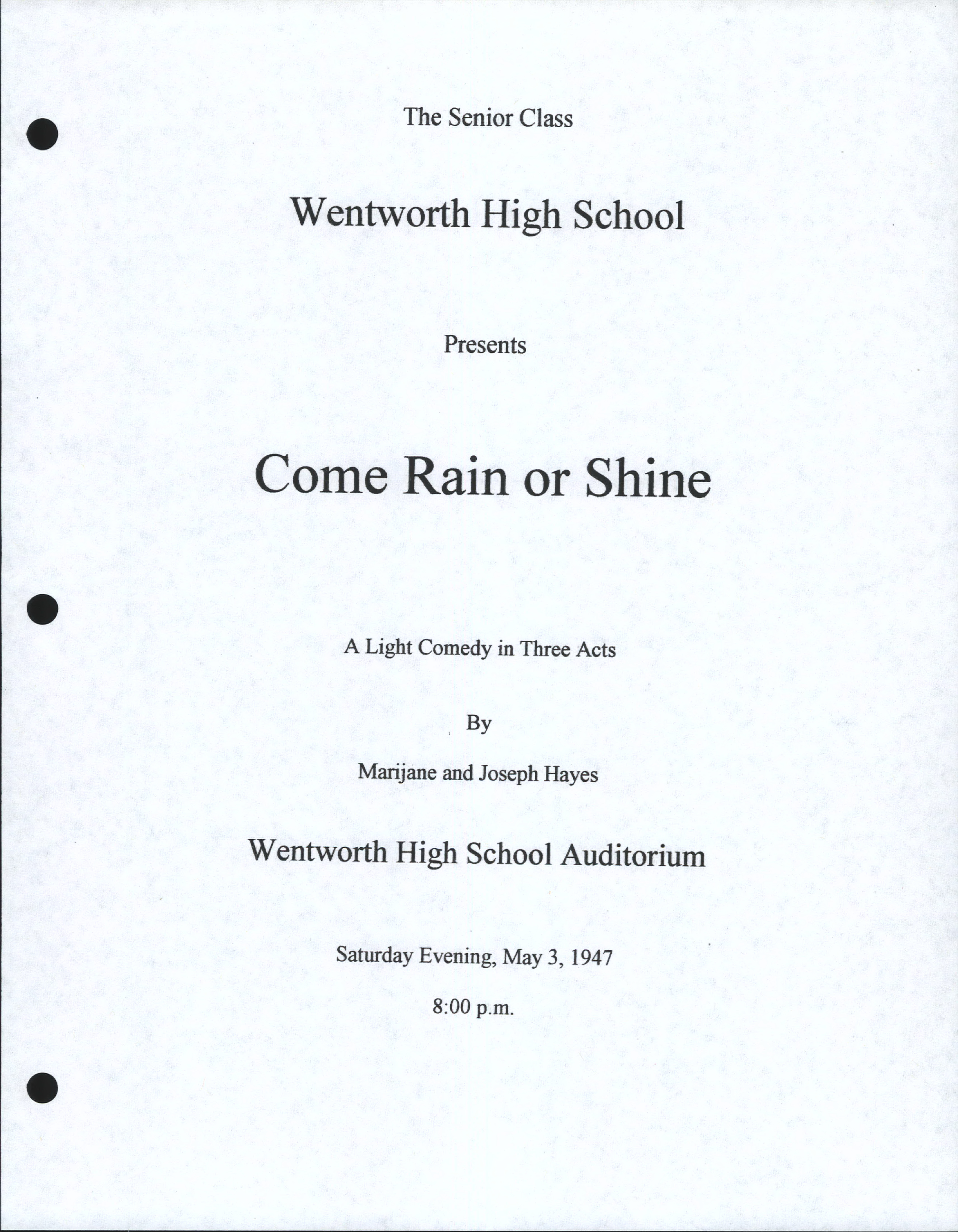 Wentworth High School, 1923-1961, Volume IV