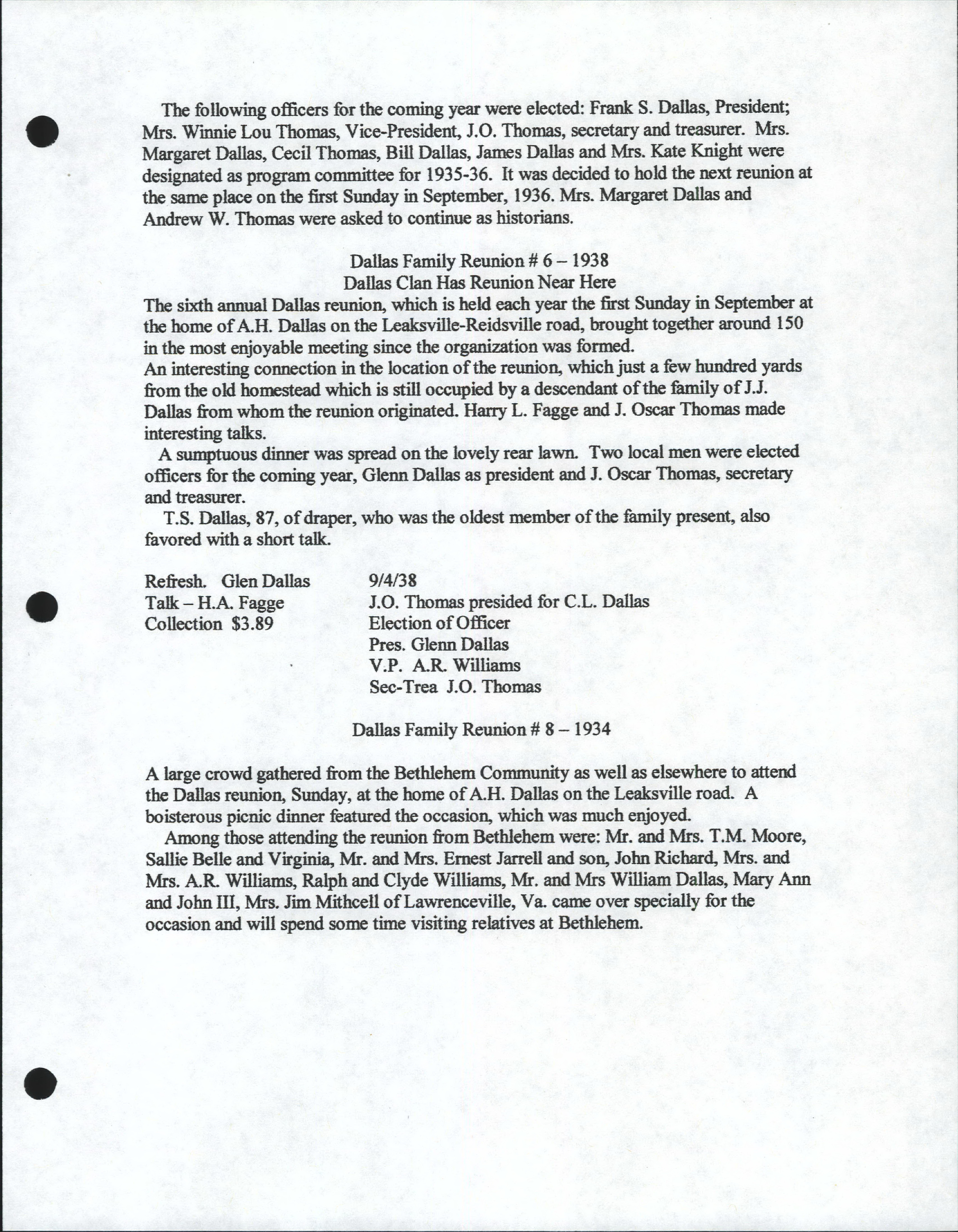 James Oscar Thomas Papers From the Files of J. Kenneth Thomas