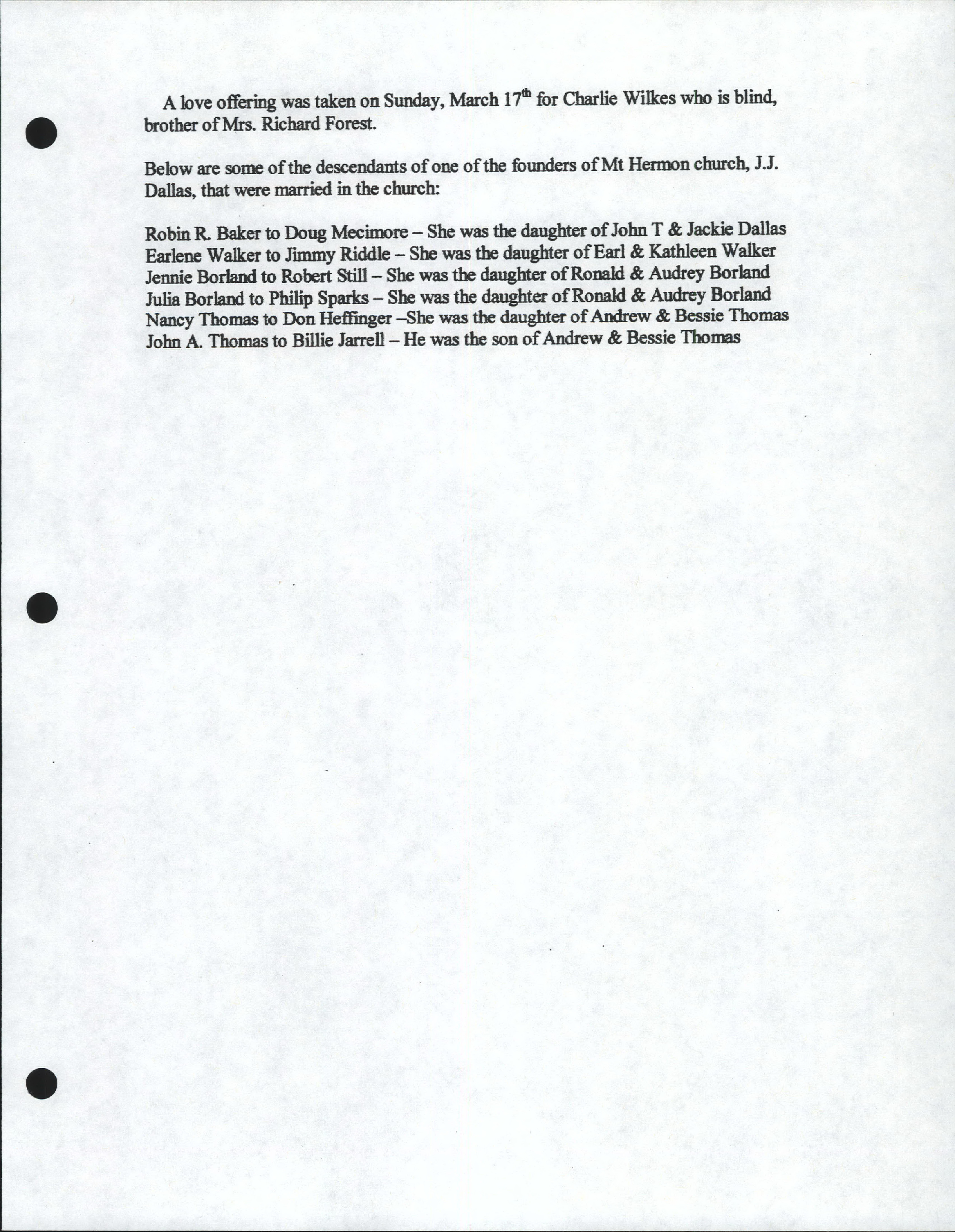 James Oscar Thomas Papers From the Files of J. Kenneth Thomas