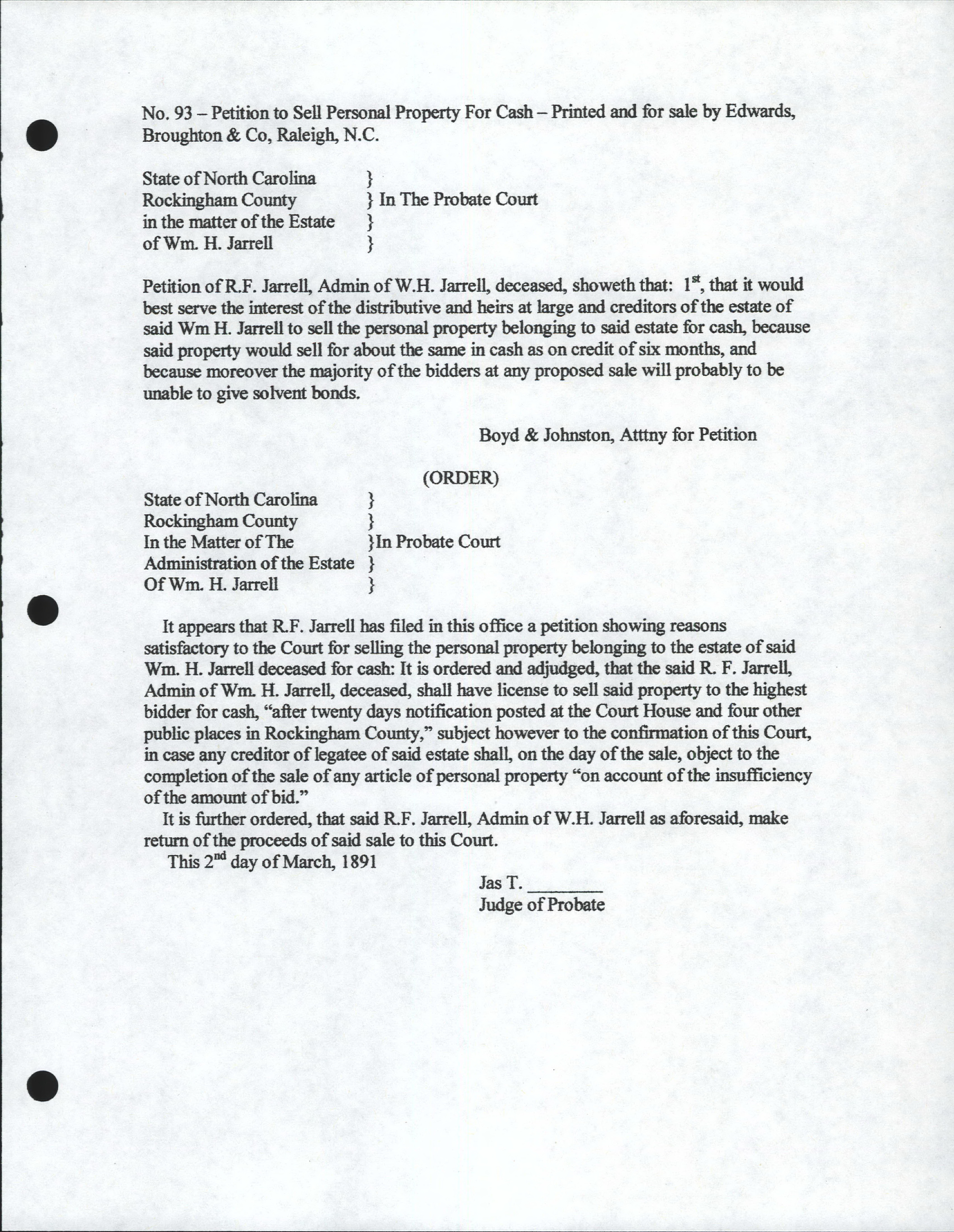 James Oscar Thomas Papers From the Files of J. Kenneth Thomas