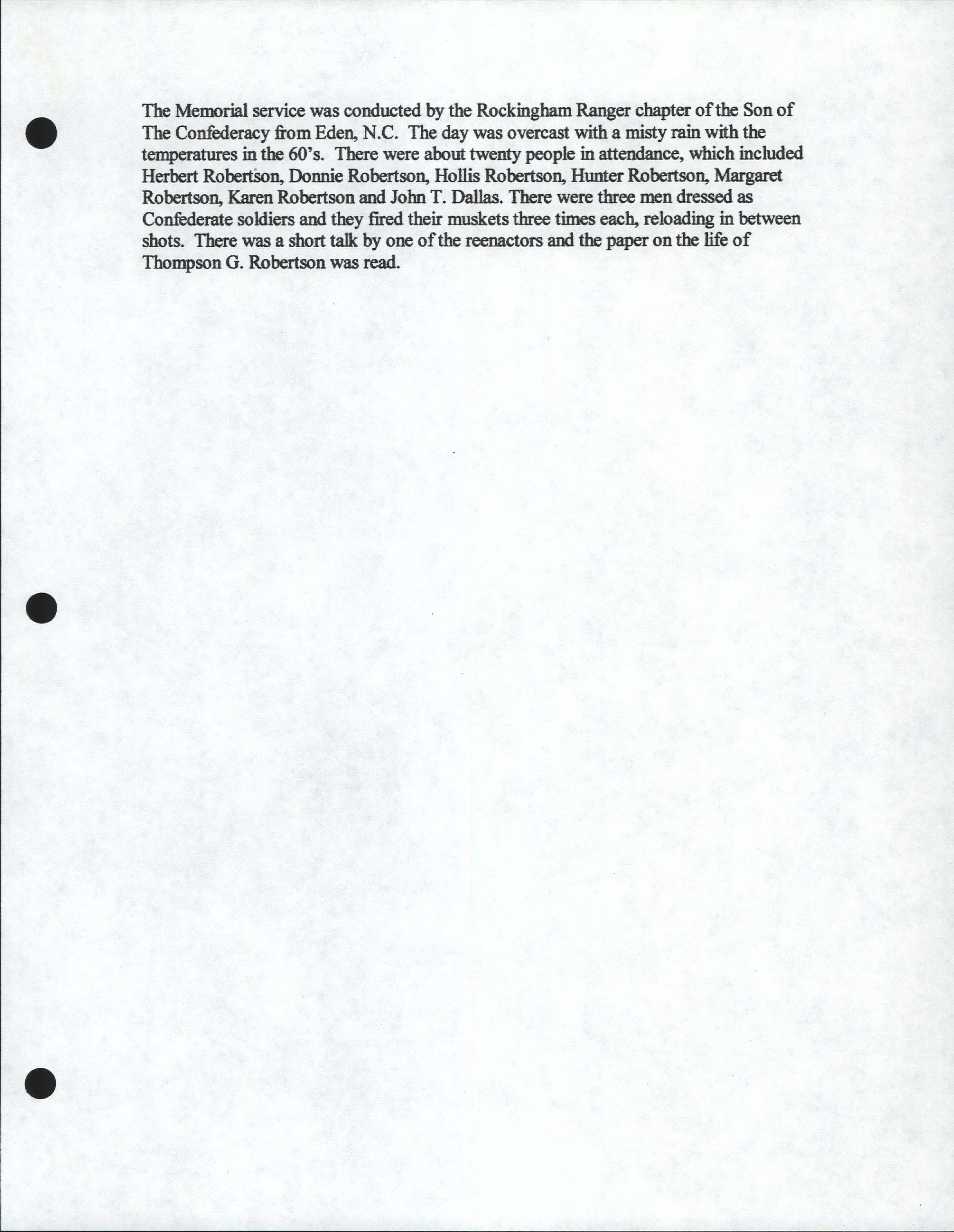 James Oscar Thomas Papers From the Files of J. Kenneth Thomas