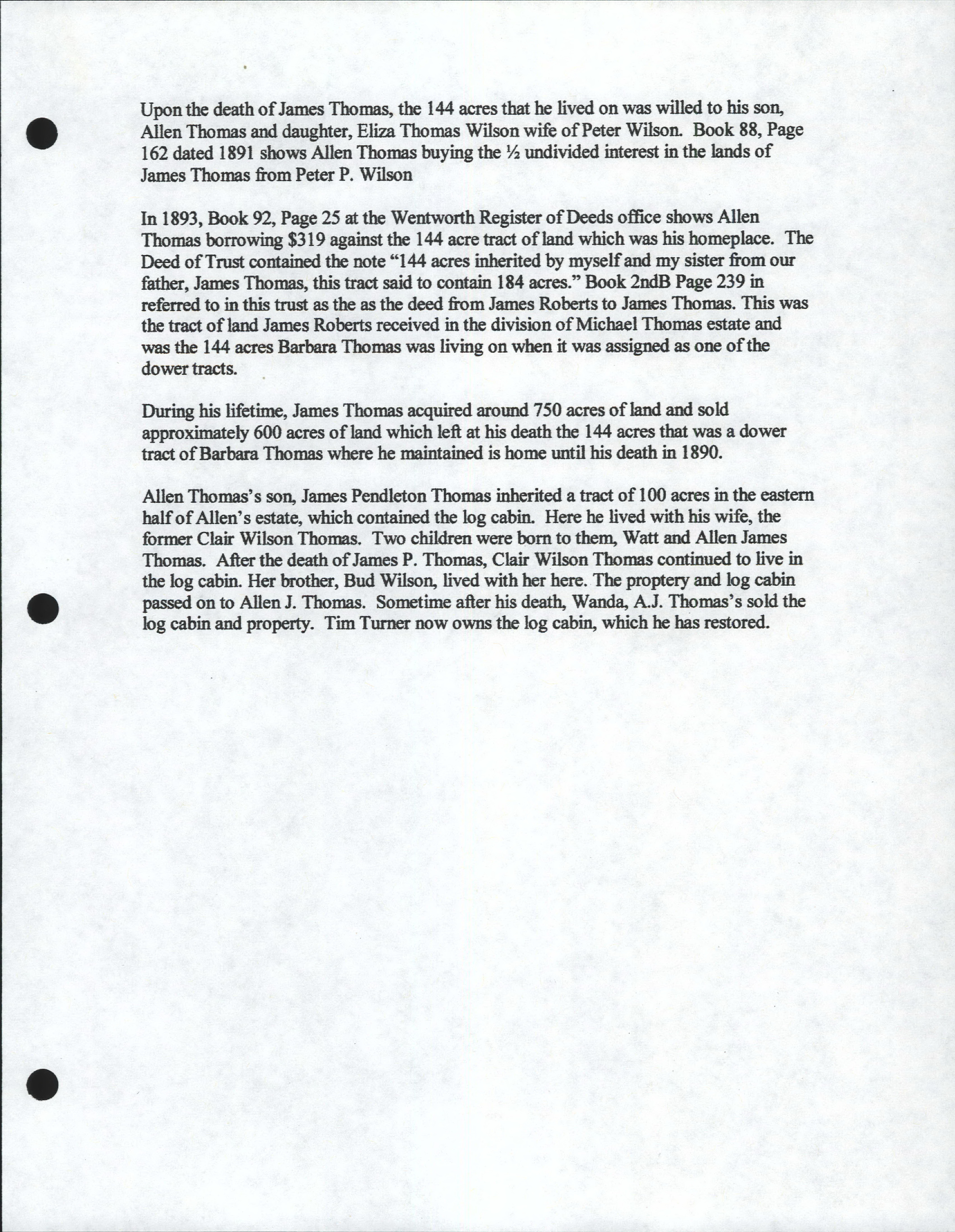 James Oscar Thomas Papers From the Files of J. Kenneth Thomas