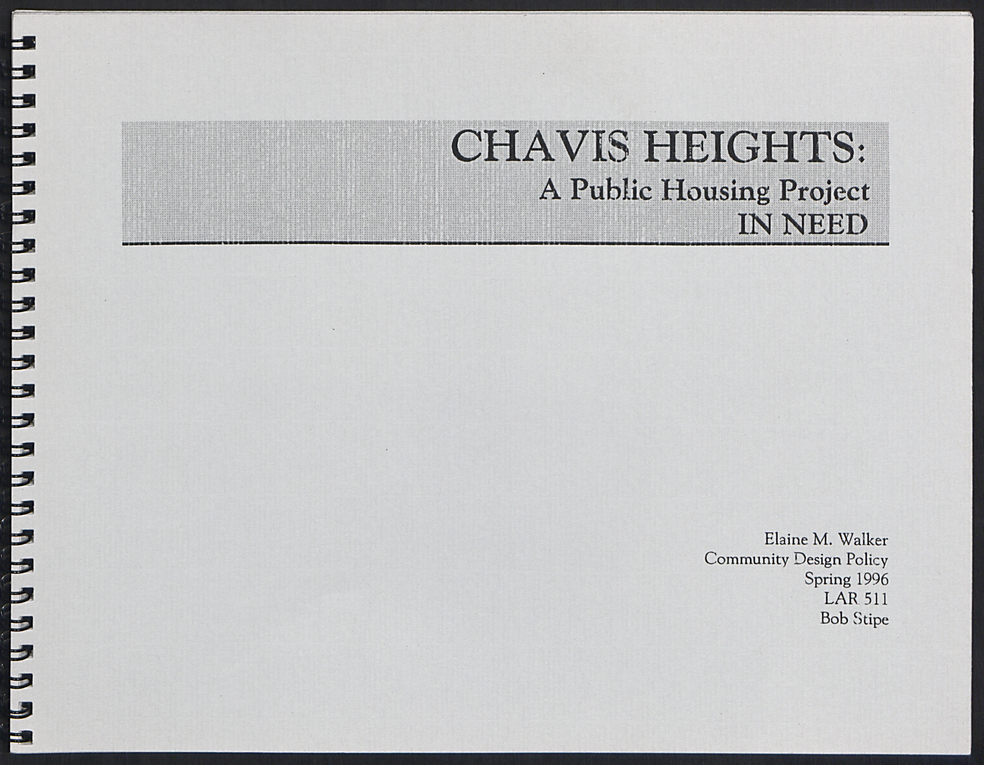 Chavis Heights: A Public Housing Project in Need