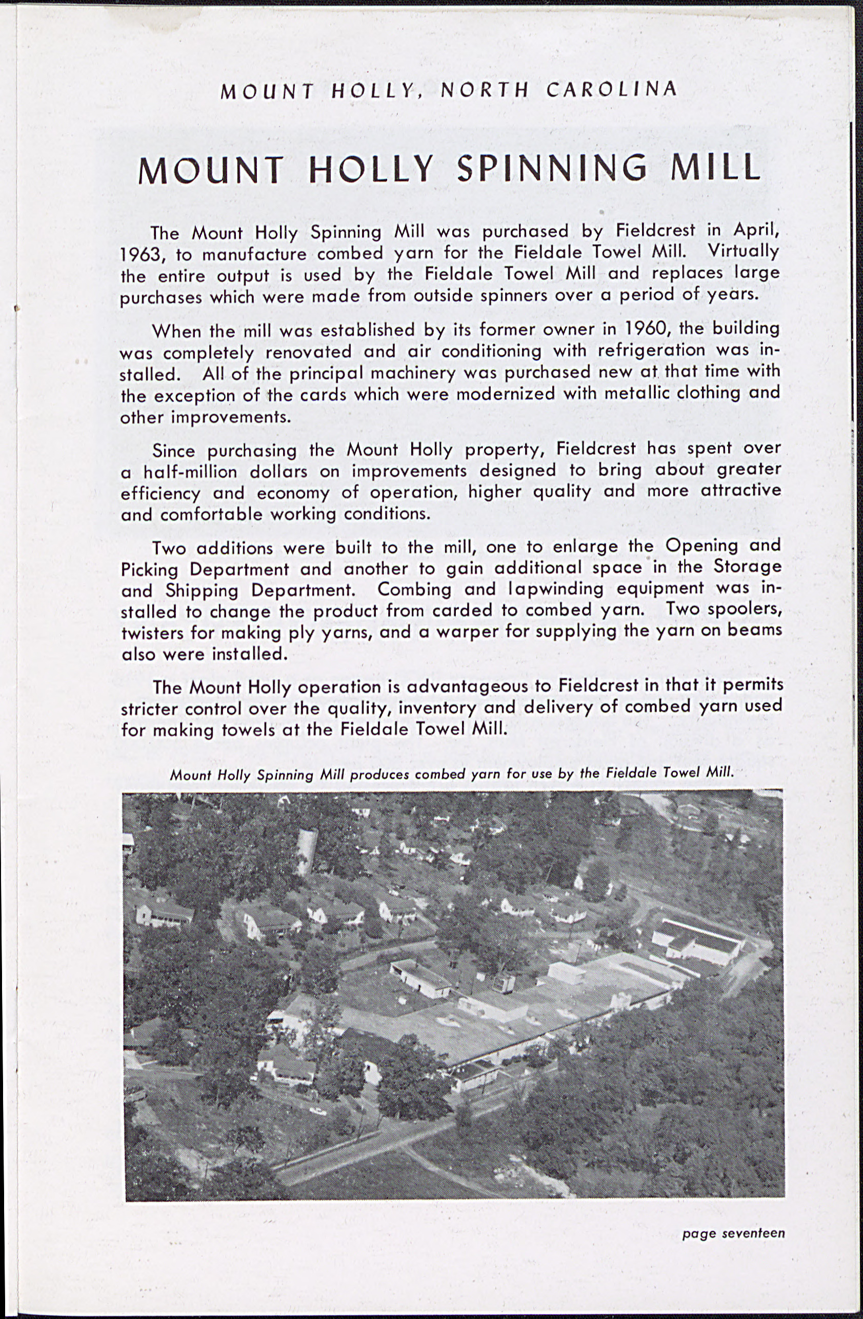 Facts About...Fieldcrest Mills