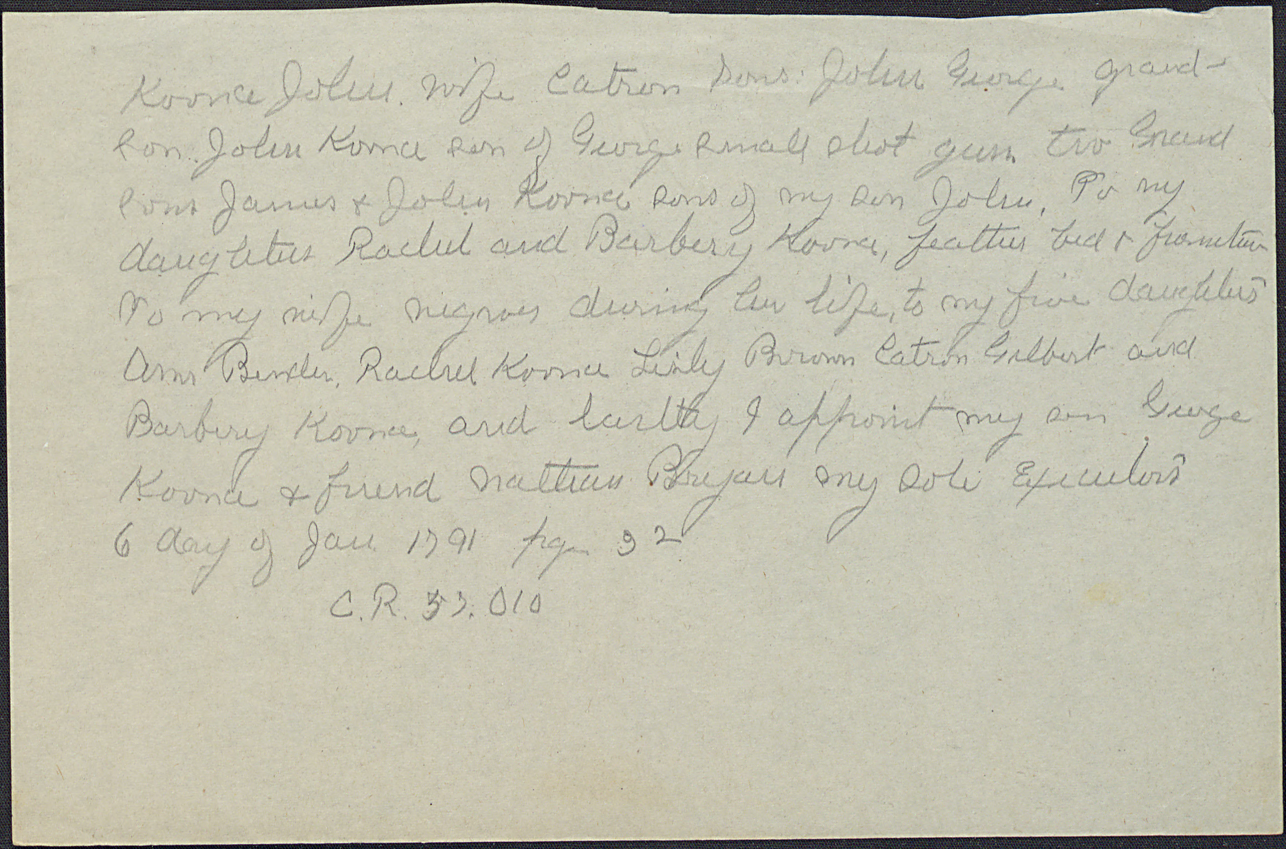 Koonce Family Research Notes, from the Genealogy Files of the Sybil ...