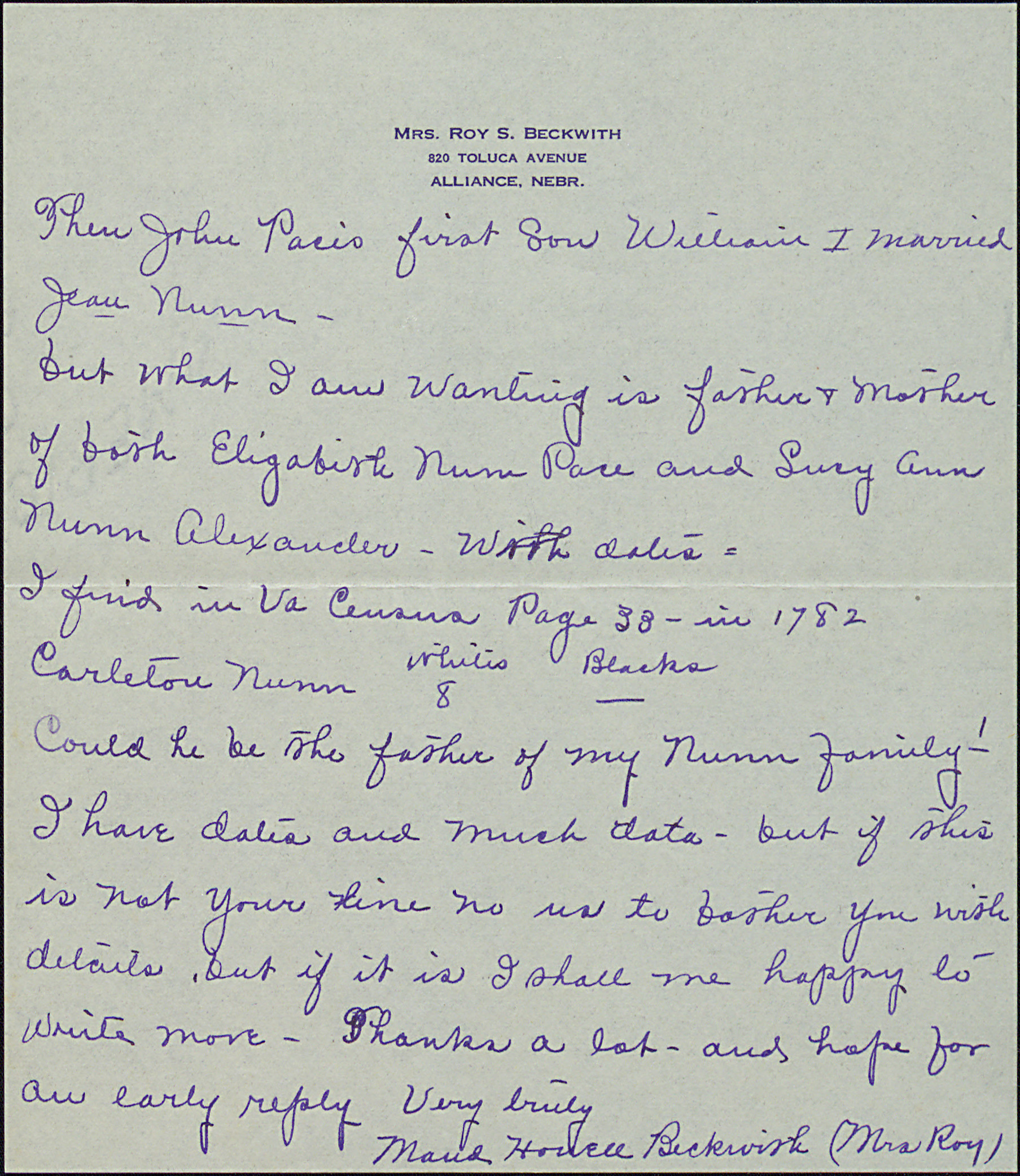 Nunn Family Research Notes, from the Genealogy Files of the Sybil Hyatt ...