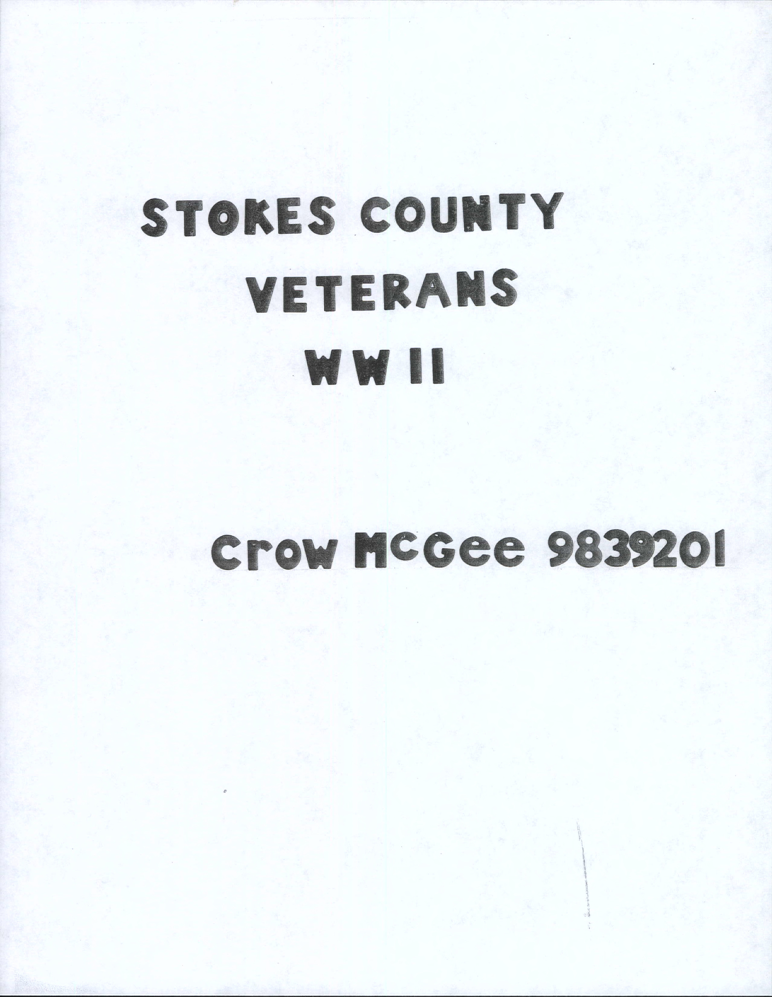Stokes County Veterans Scrapbook