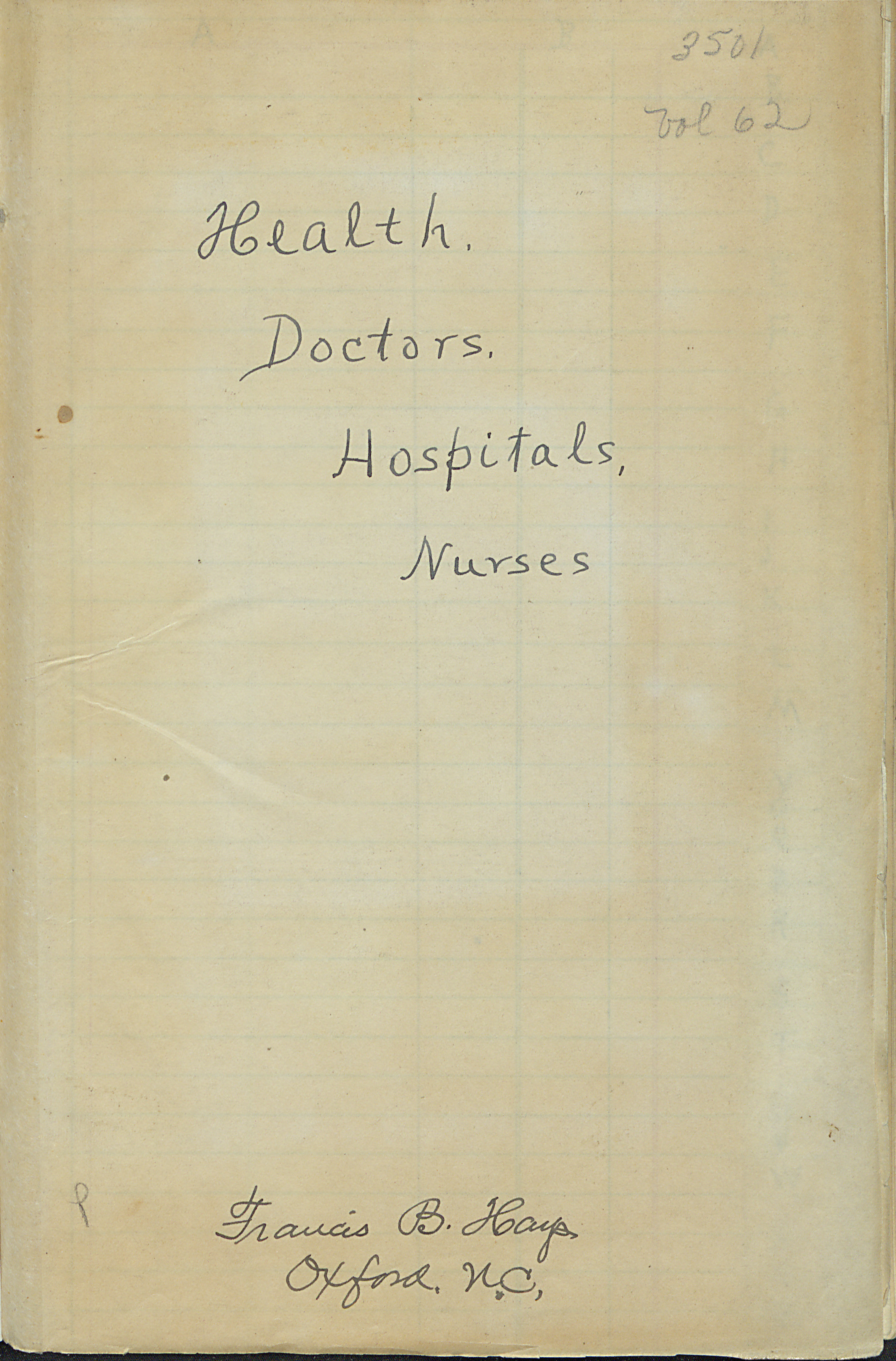 Health, Doctors, Hospitals, Nurses [1902-1941]
