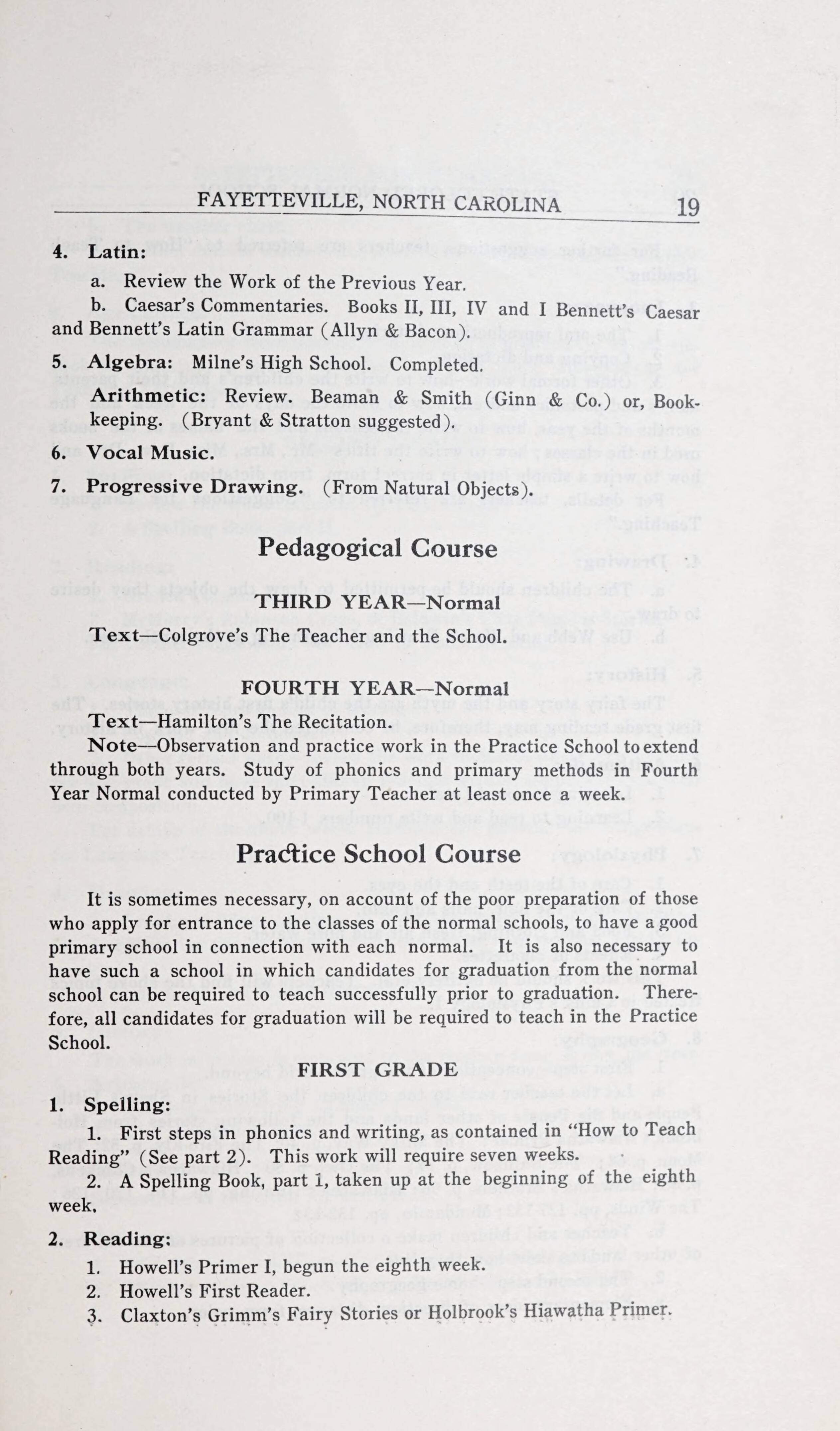 North Carolina State Colored Normal School Catalog [1911-1912]