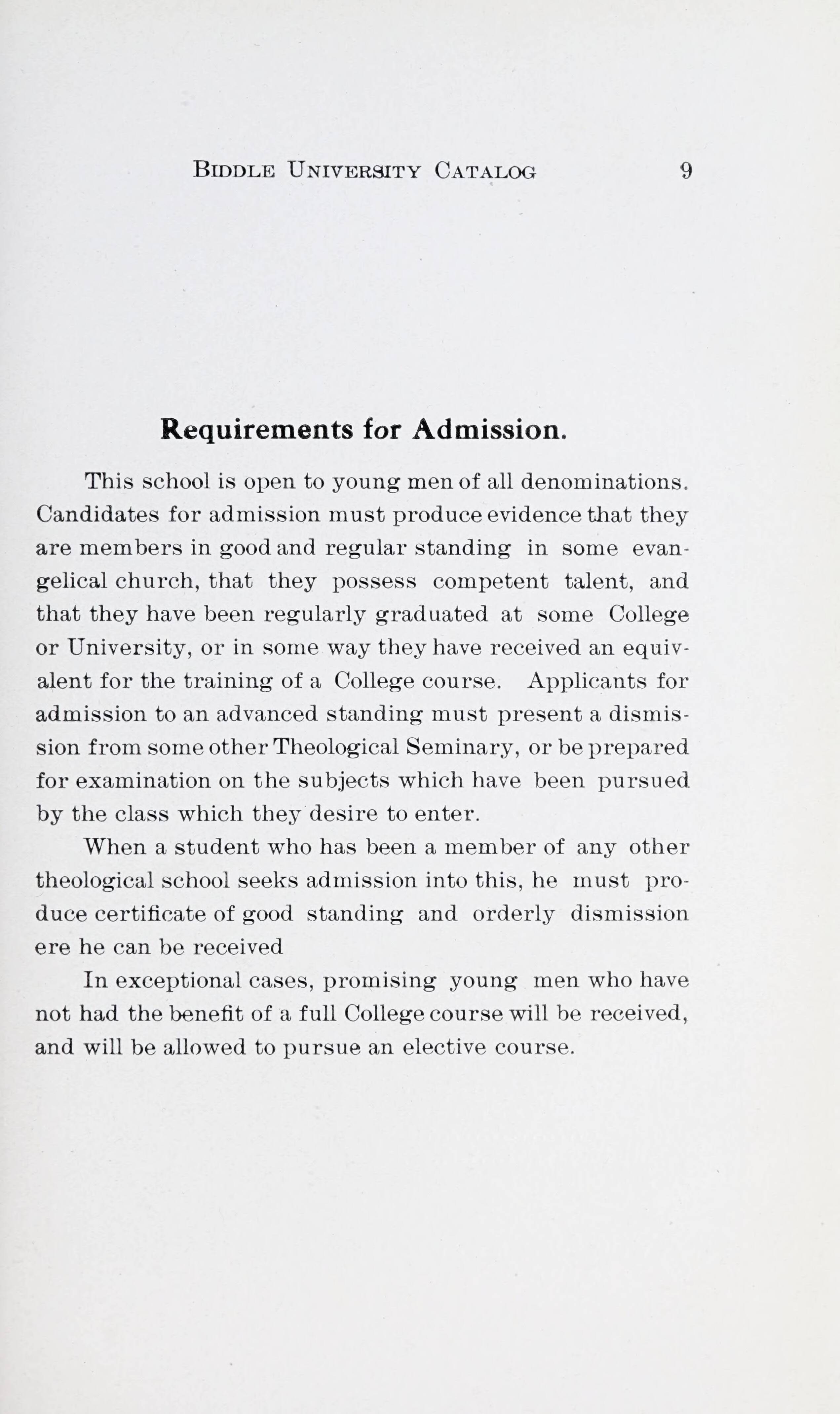 Biddle University General Catalog [1914-1915]