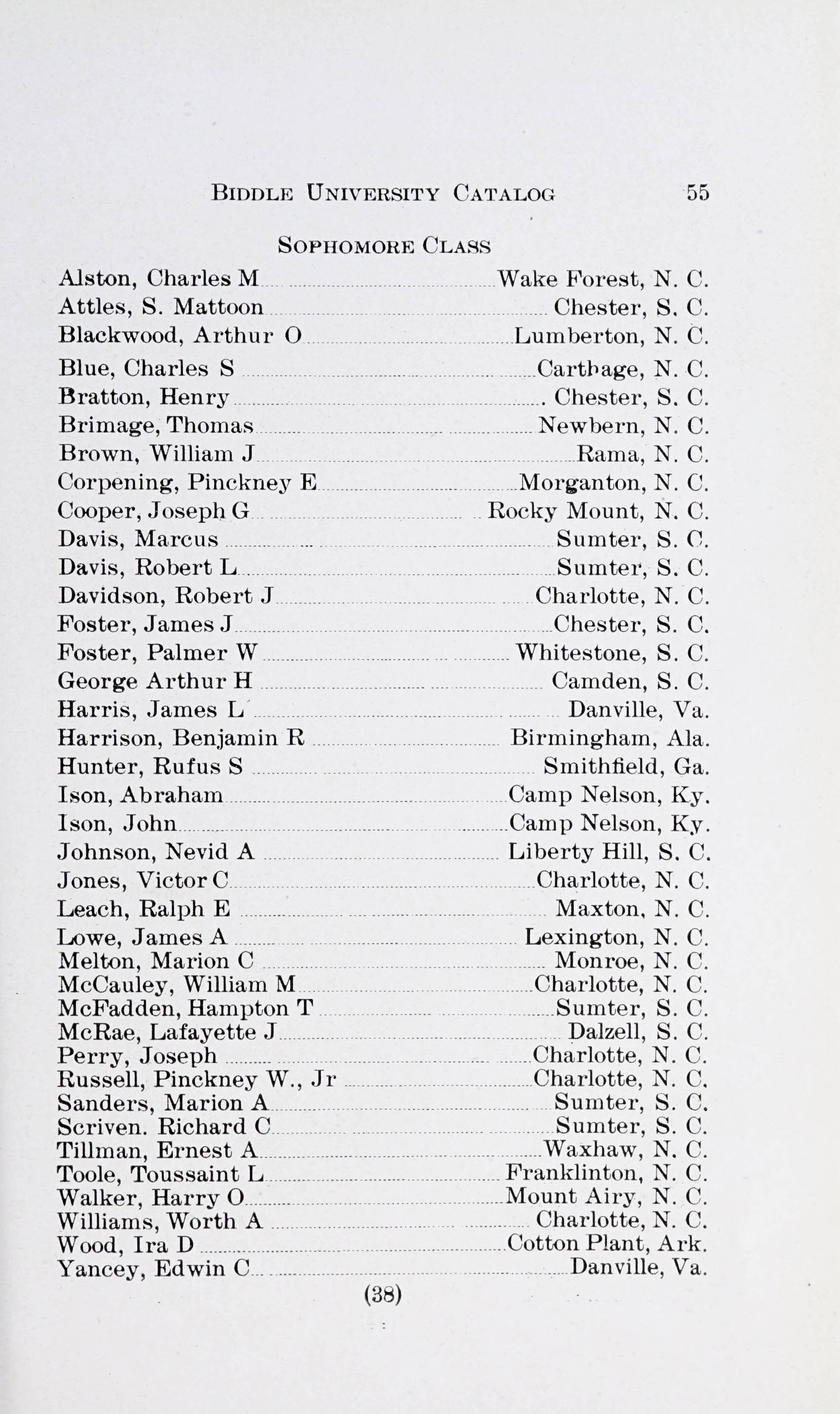 Biddle University General Catalog [1914-1915]