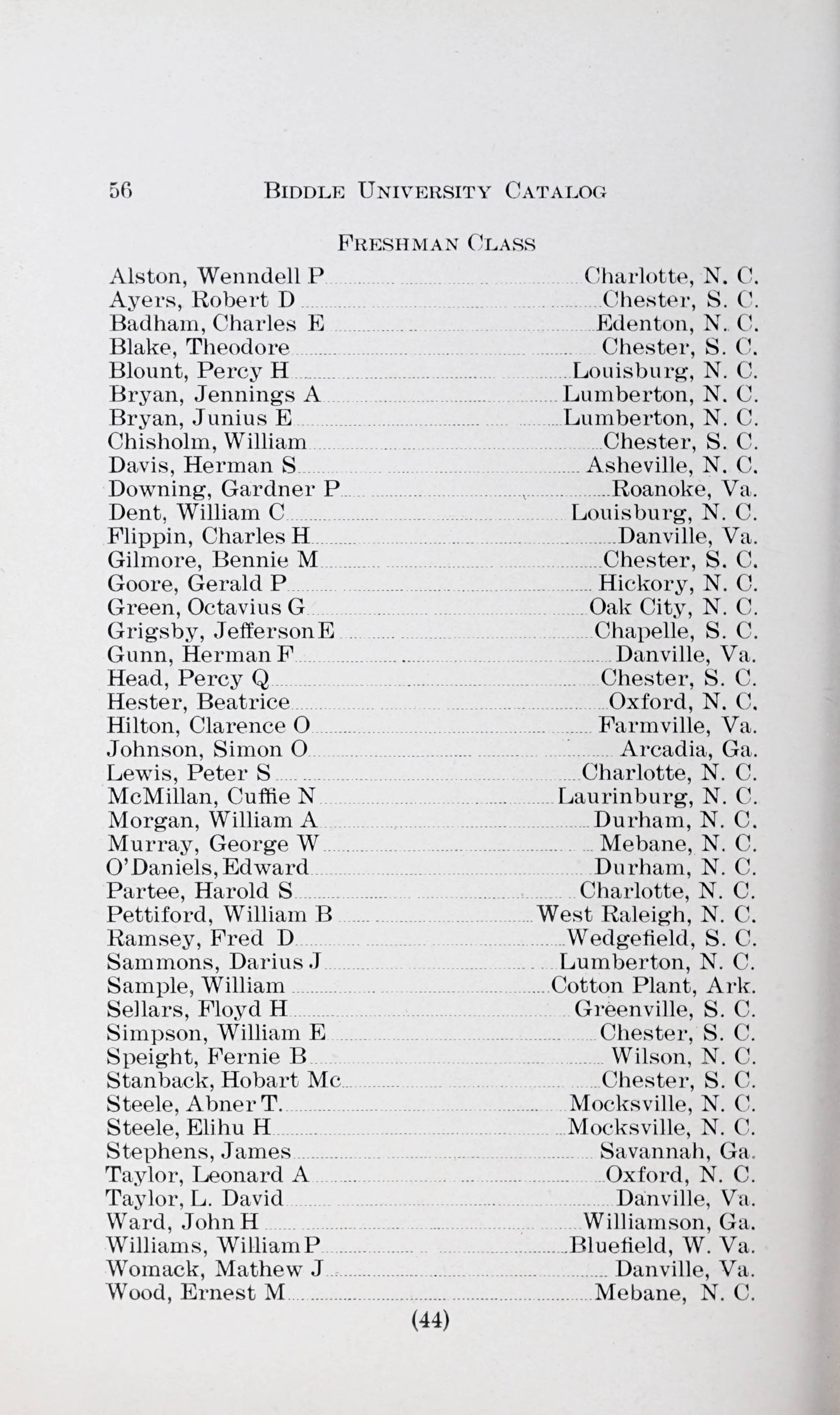 Biddle University General Catalog [1914-1915]