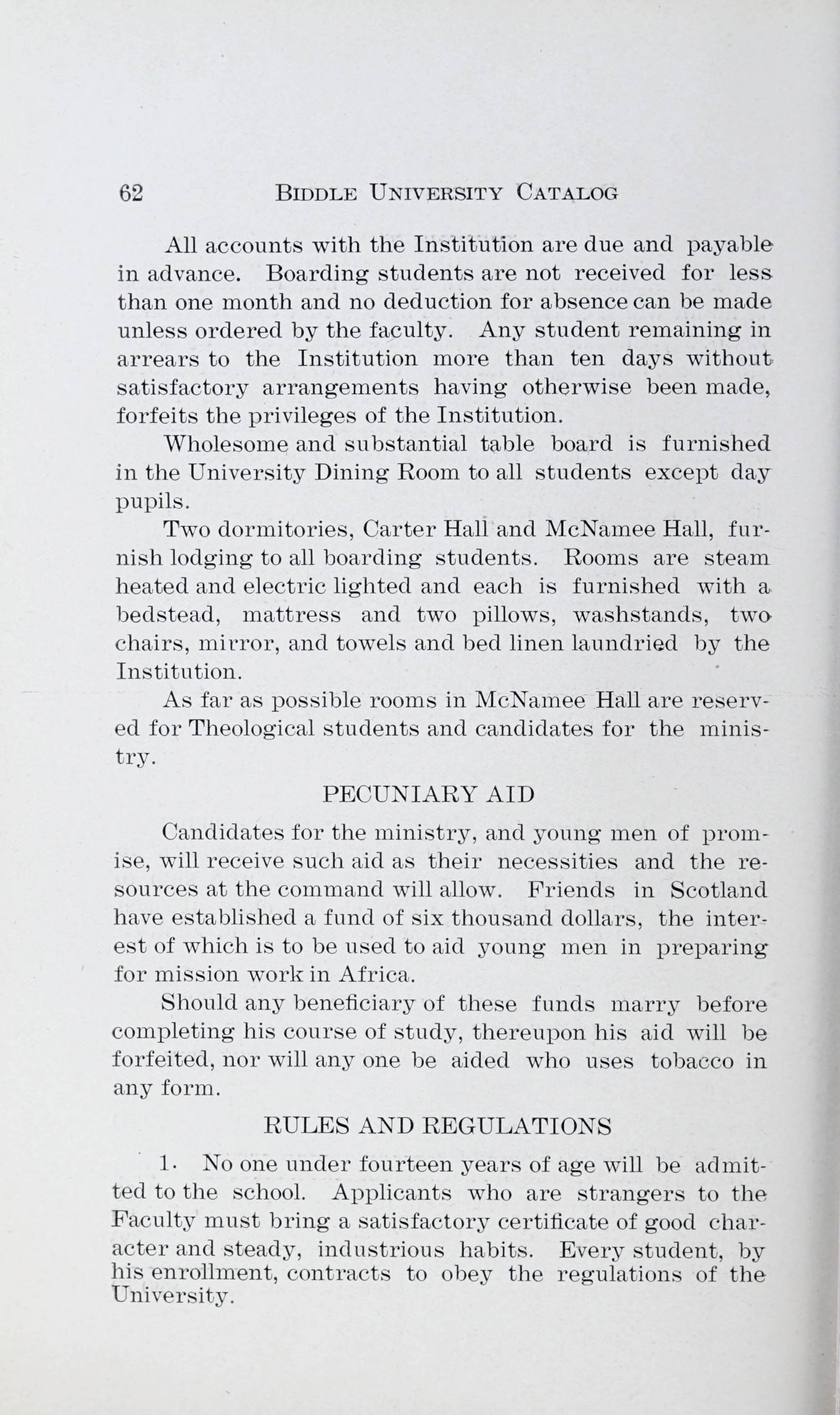 Biddle University General Catalog [1914-1915]