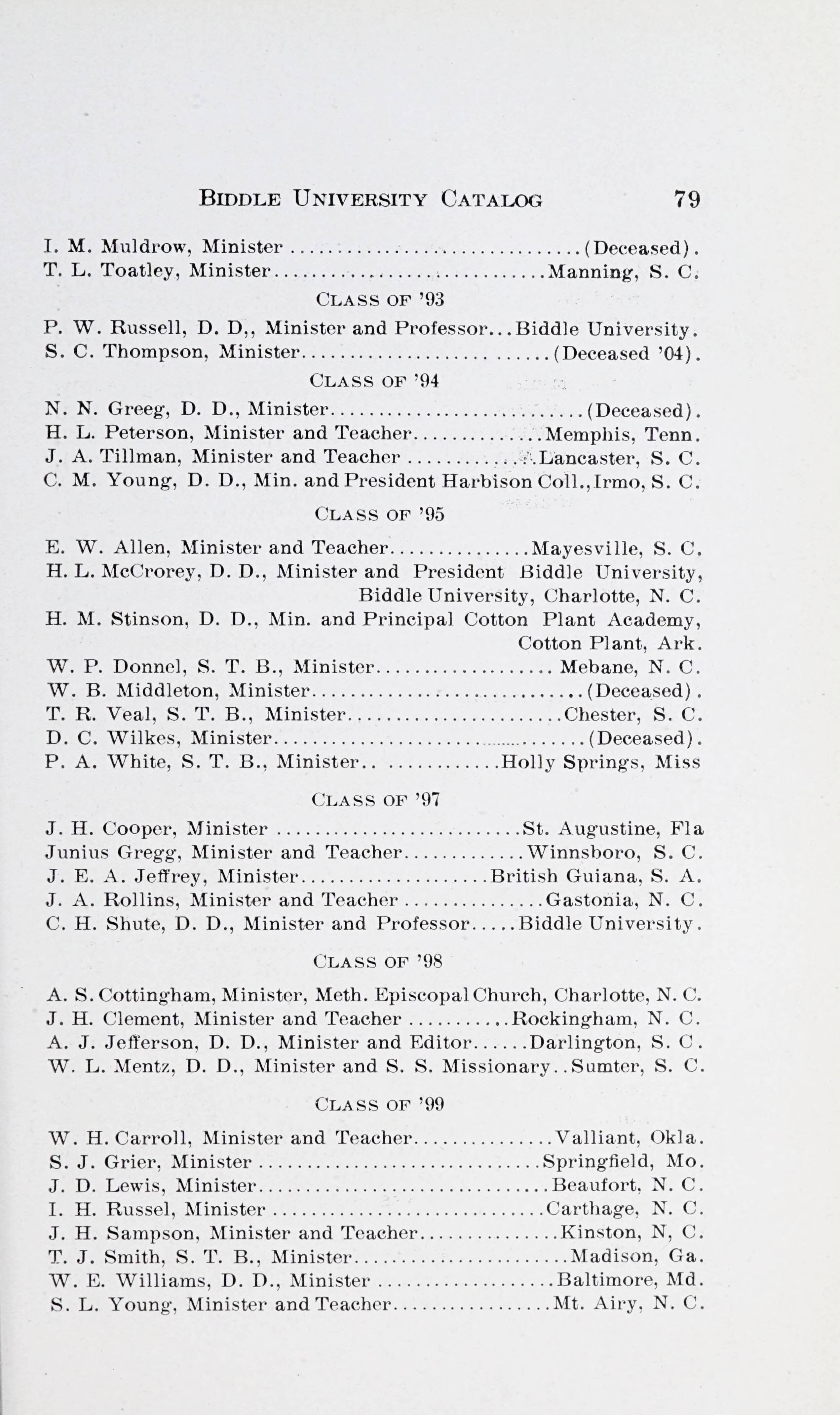 Biddle University General Catalog [1914-1915]