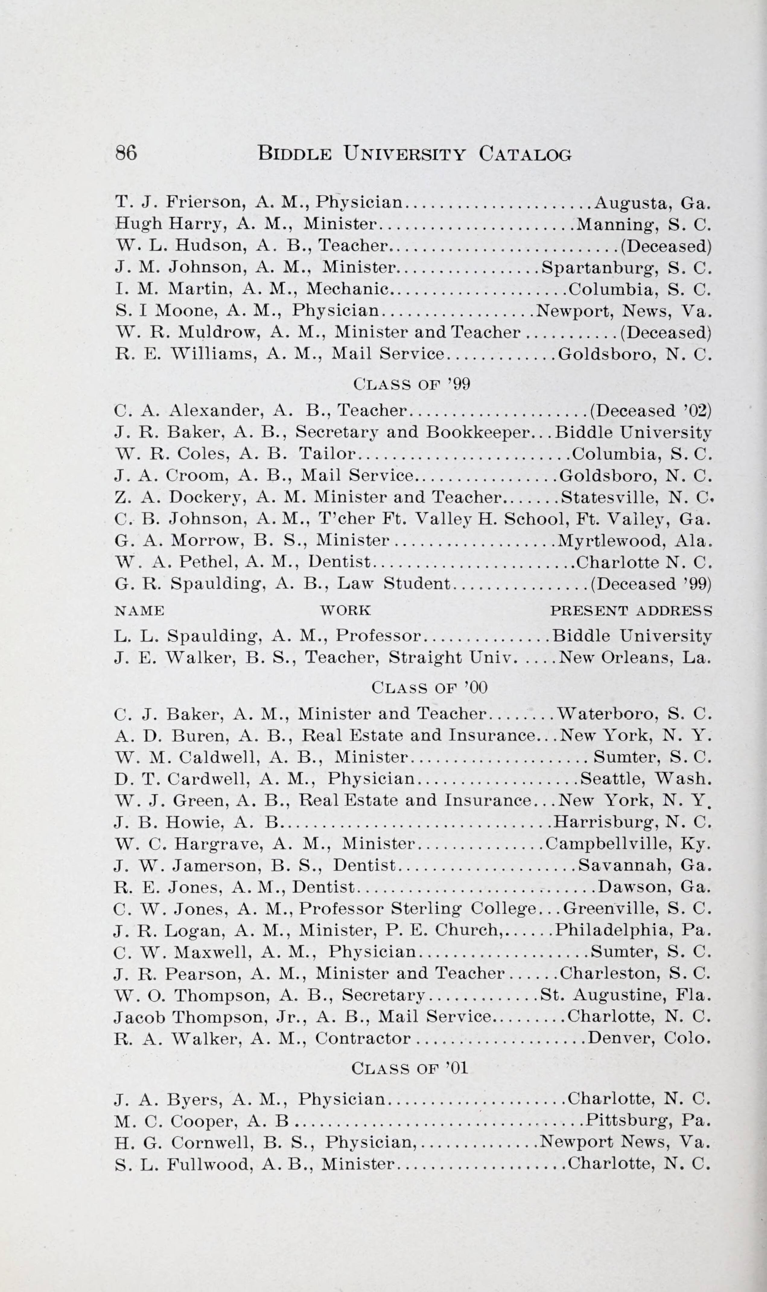Biddle University General Catalog [1914-1915]