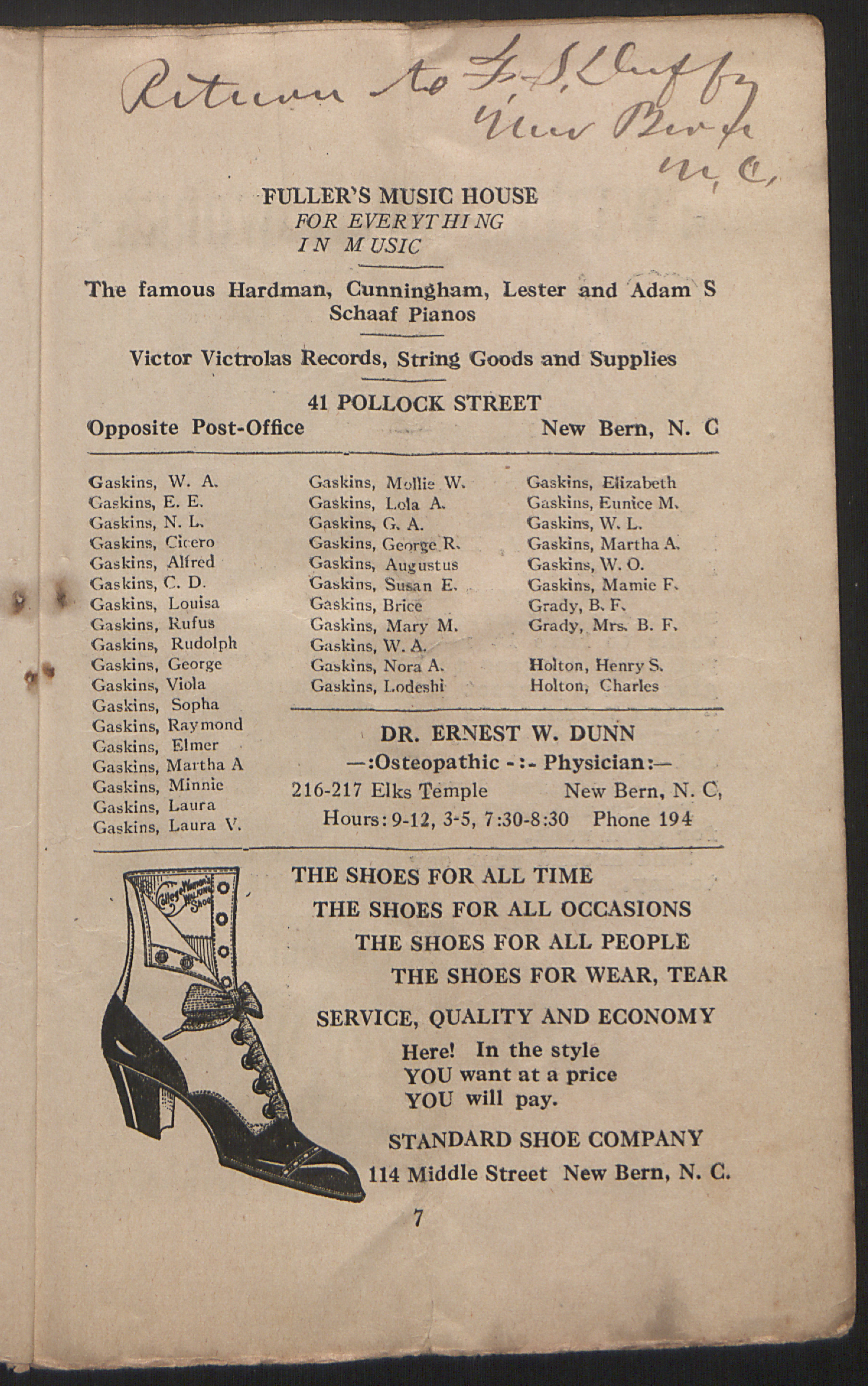 Rural Free Delivery Directory of Craven County [1913]