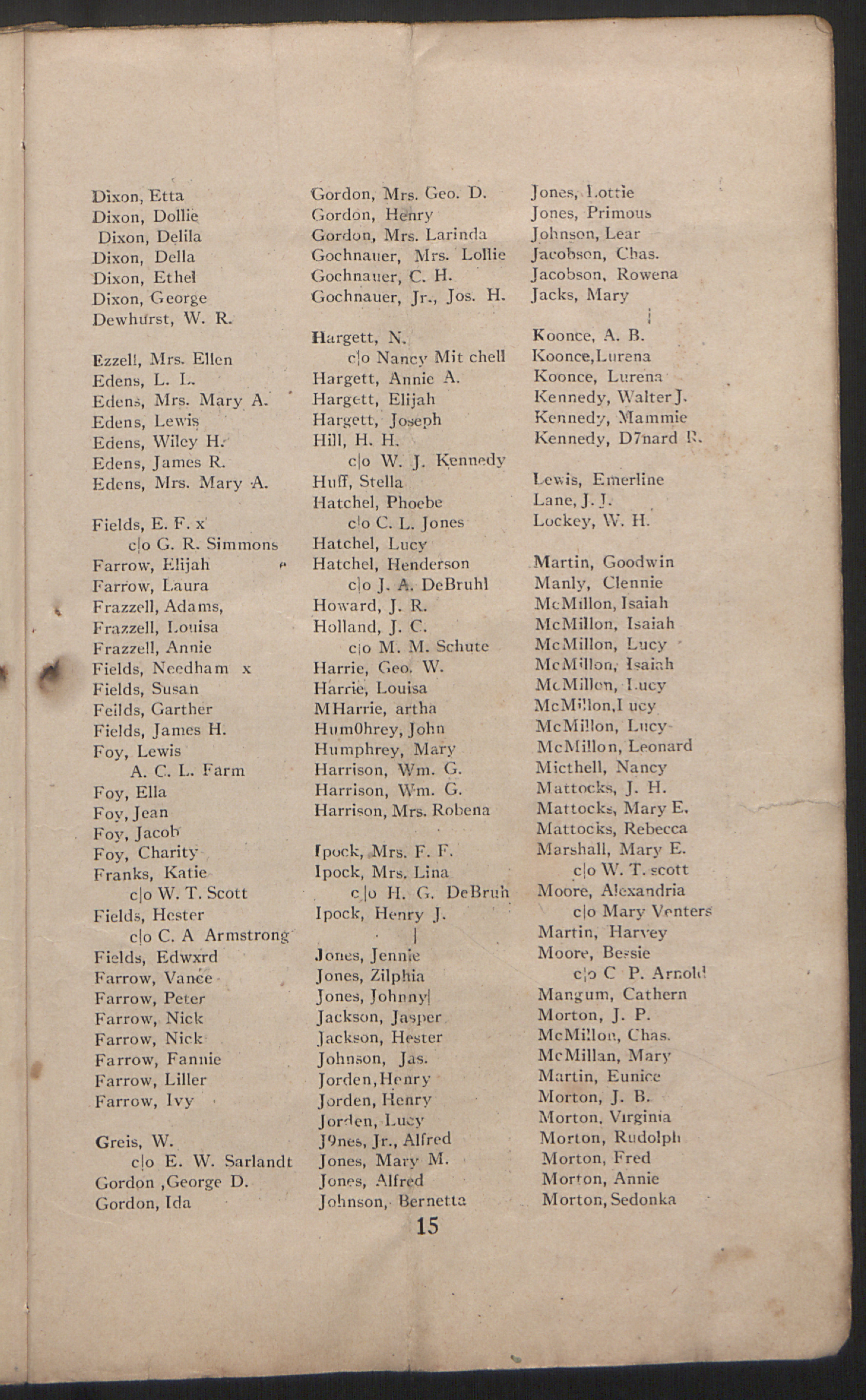Rural Free Delivery Directory of Craven County [1913]