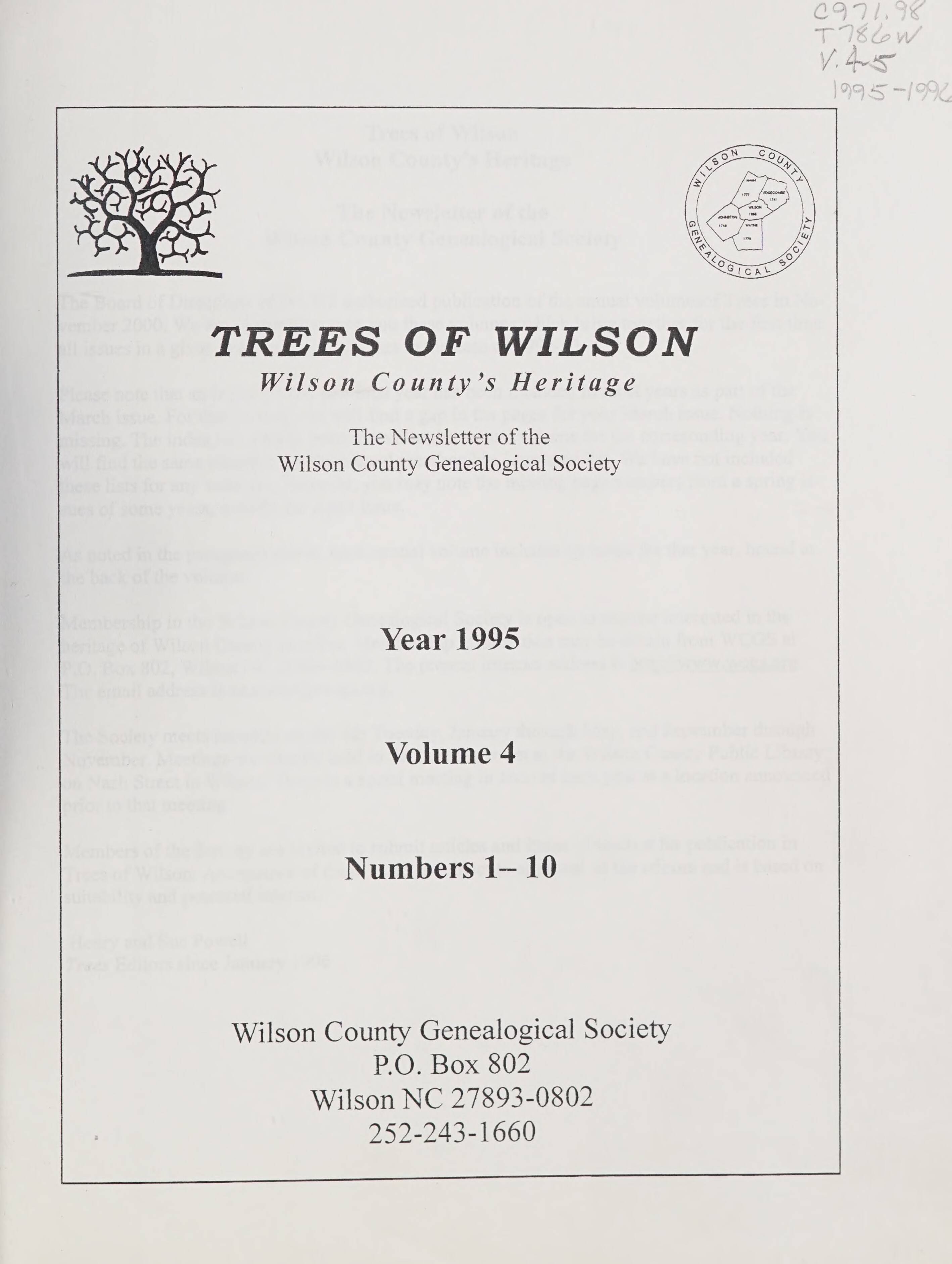 Trees of Wilson: The Newsletter of the Wilson County Genealogical ...