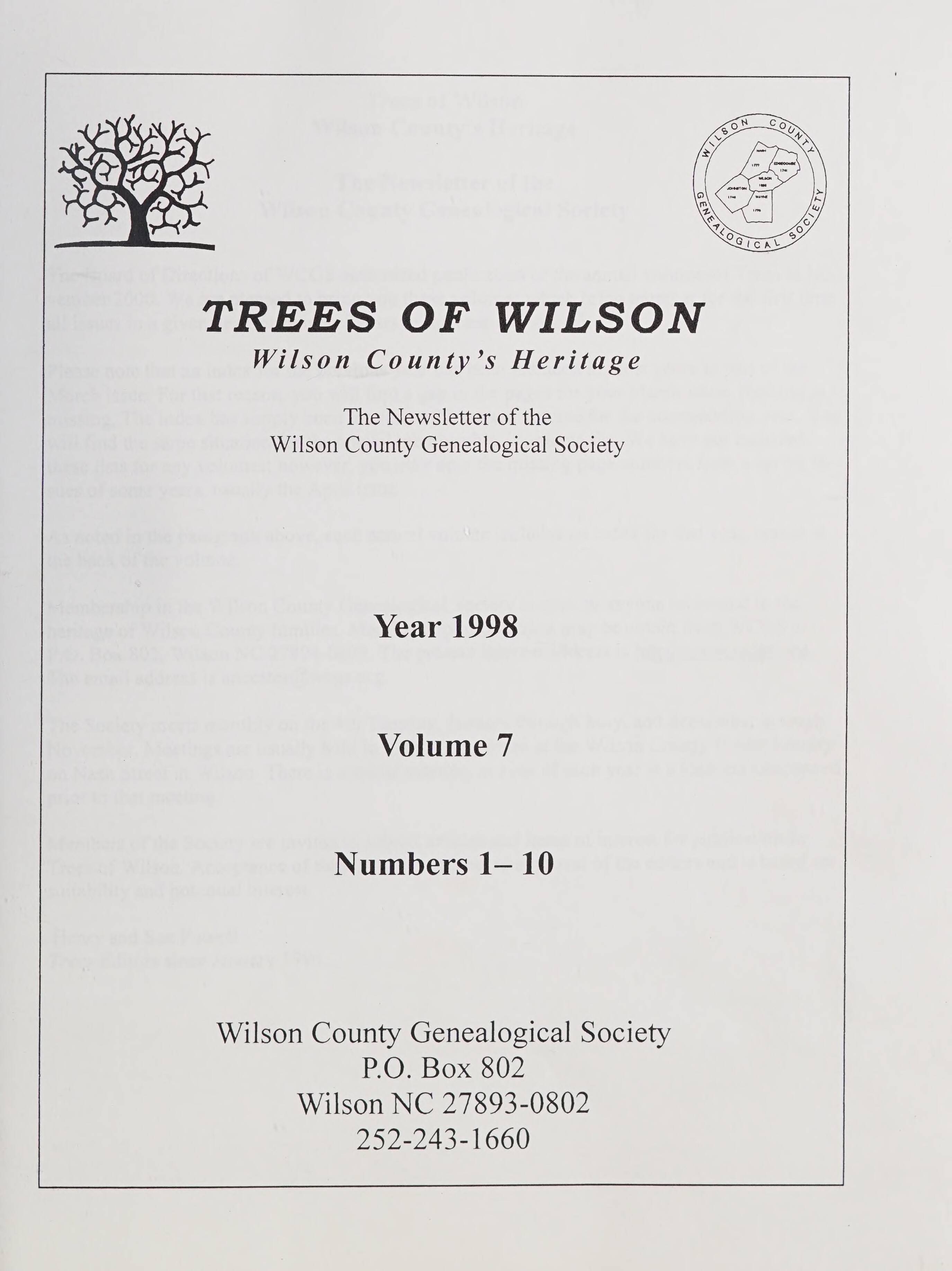 Trees of Wilson: The Newsletter of the Wilson County Genealogical ...