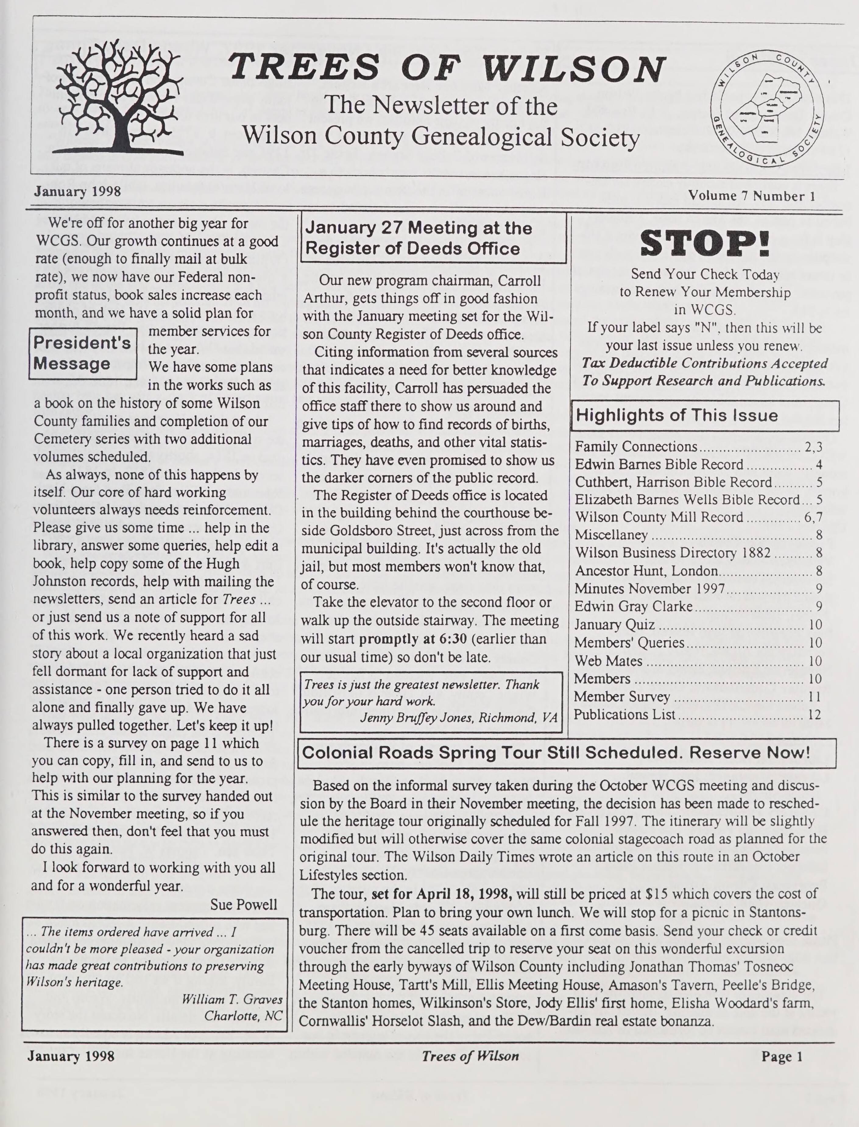 Trees of Wilson: The Newsletter of the Wilson County Genealogical ...