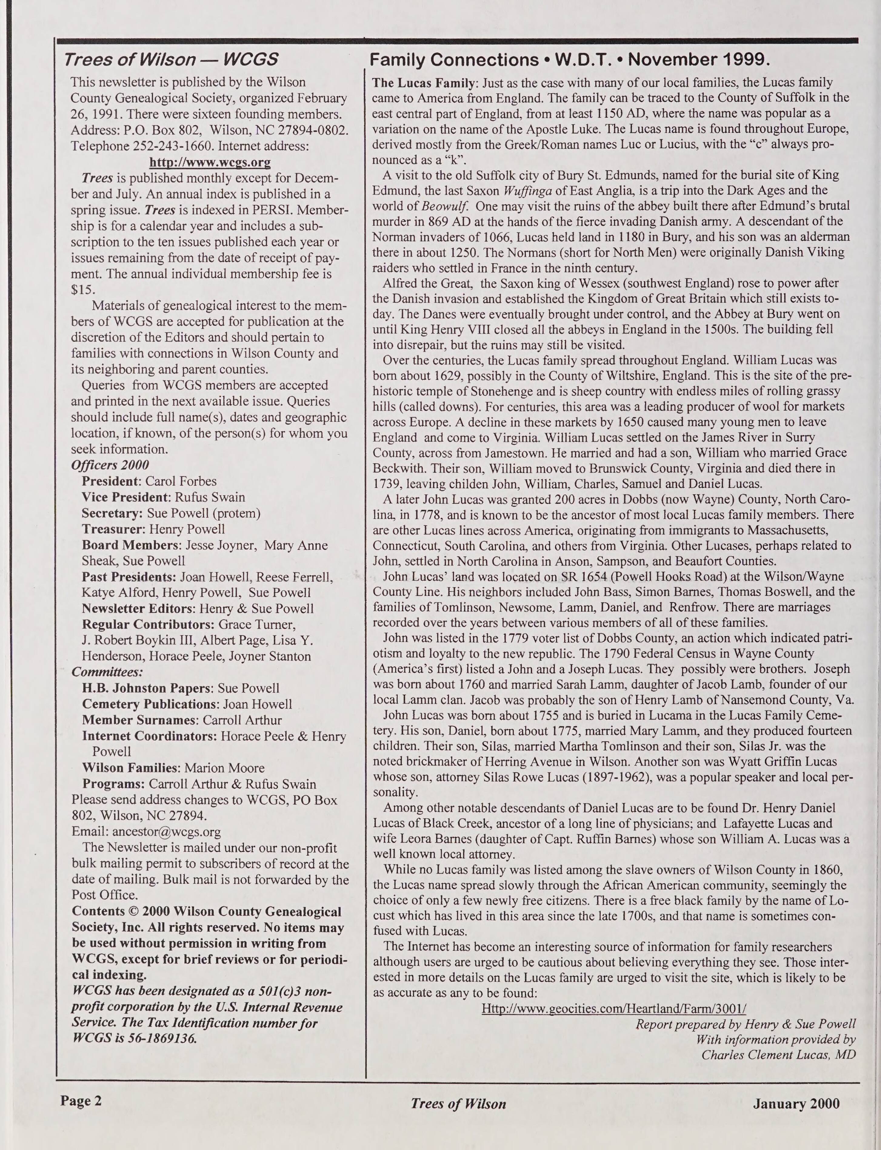 Trees of Wilson: The Newsletter of the Wilson County Genealogical ...