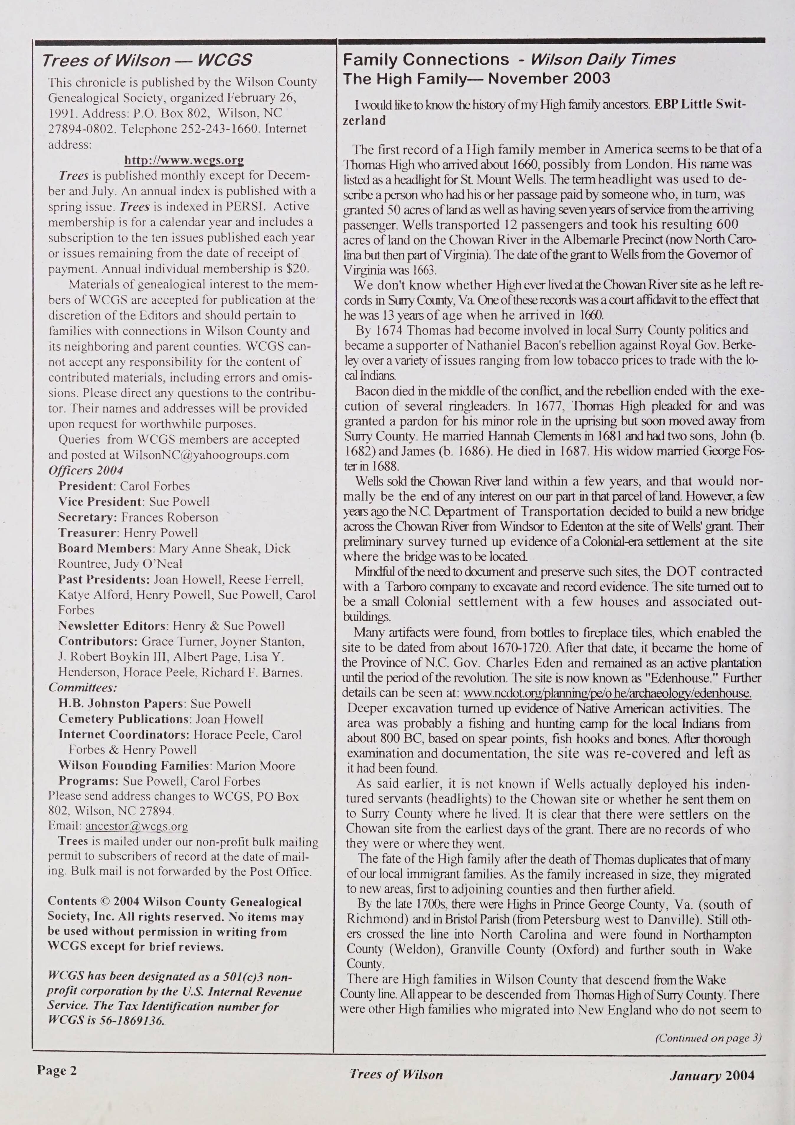 Trees of Wilson: The Newsletter of the Wilson County Genealogical ...
